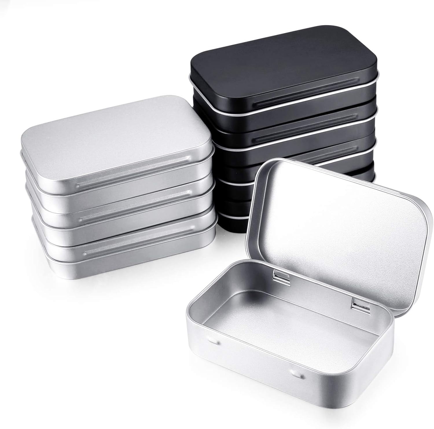 BERTDOMD 8PCS Rectangular Metal Storage Box with Hinged Lid Small ...