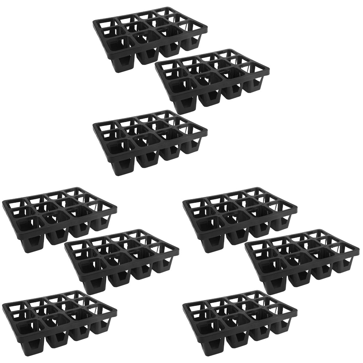 BERTDOMD 9 Pcs 12 Grids Plastic Flowerpot Tray Stand Succulant Holder ...