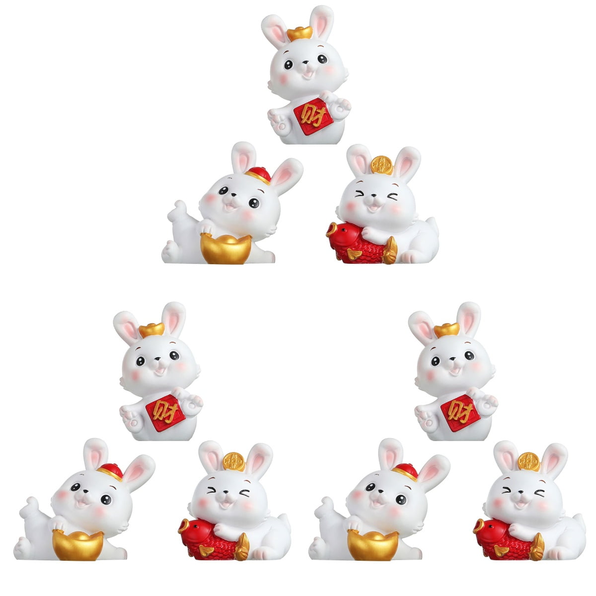 BERTDOMD 9 pcs Tabletop Cartoon Zodiac Rabbit Figurine Resin Rabbit ...