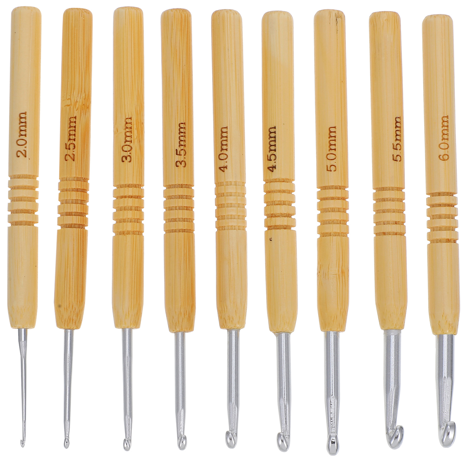 BERTDOMD 9pcs Single Ended Crochet Hook with Wooden Handle Extra Large ...