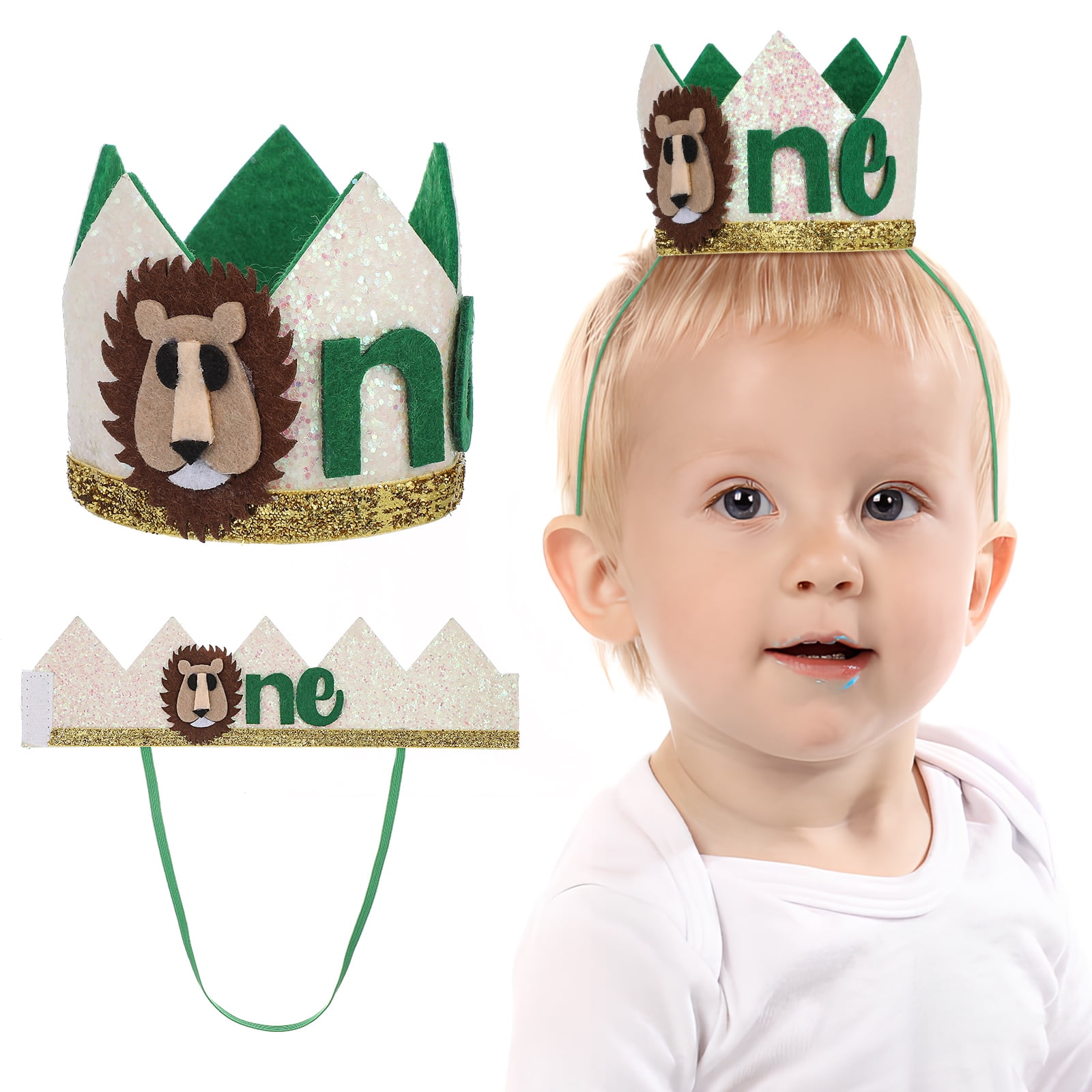 BERTDOMD Baby Birthday Crown Jungle Theme First Birthday Crown Lion ...
