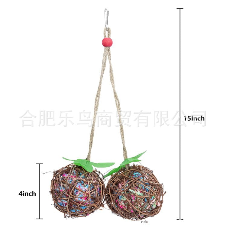 BERTDOMD Bird Chewing Shredder Rattan Balls Toys Parrot Foraging Cage ...