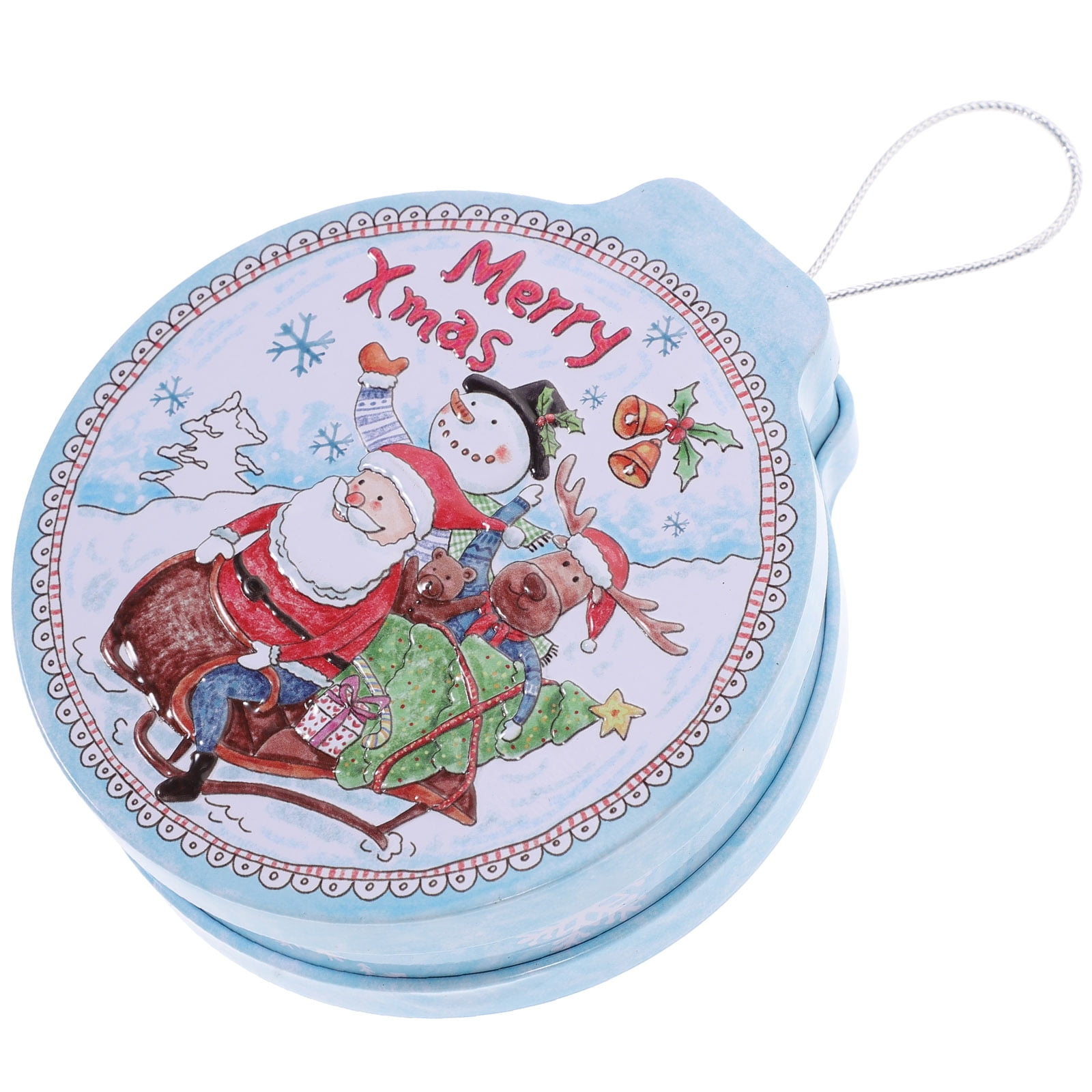 BERTDOMD Christmas Round Bump Tinplate Candy Box Biscuit Can Gift Box ...