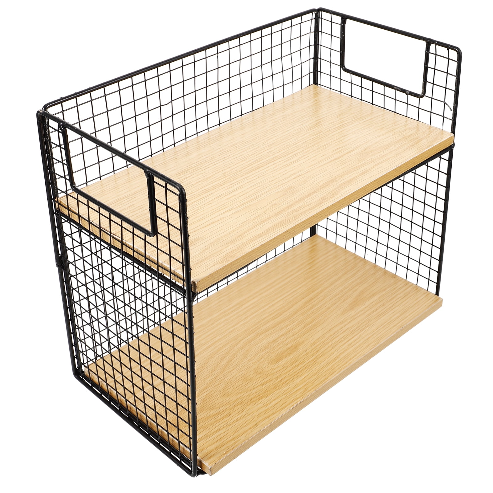 BERTDOMD Desktop Storage Shelf With 2-layer Metal Frame Wood Shelf For ...