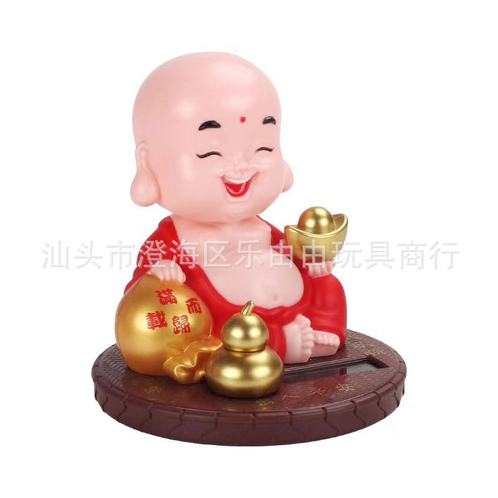 BERTDOMD Solar Powered Shaking Head Buddha Monk Fun Car Dashboard Decoration Bobblehead Toy For ...