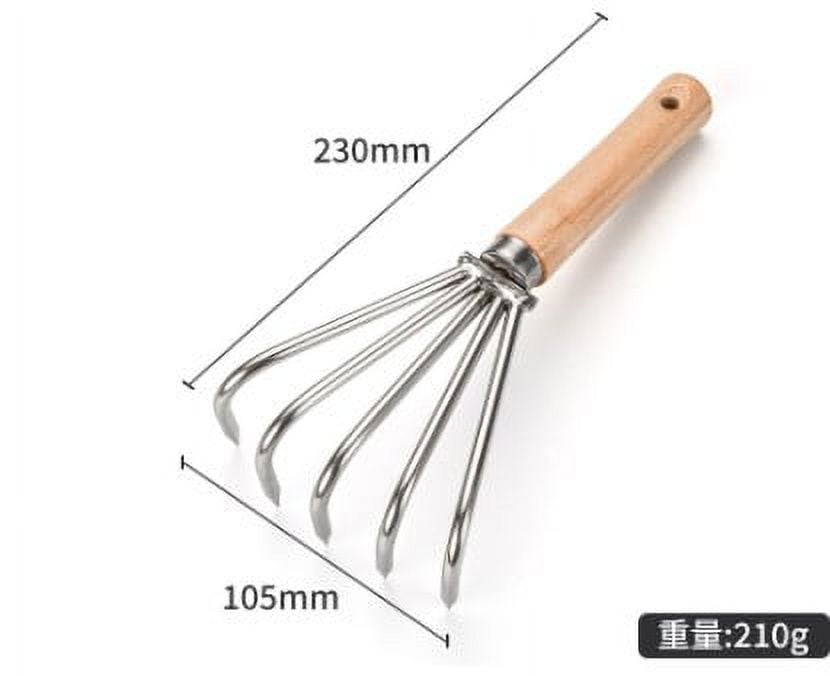 BERTDOMD Stainless Steel Hand Rake Gardening Rake Small Garden Rake ...
