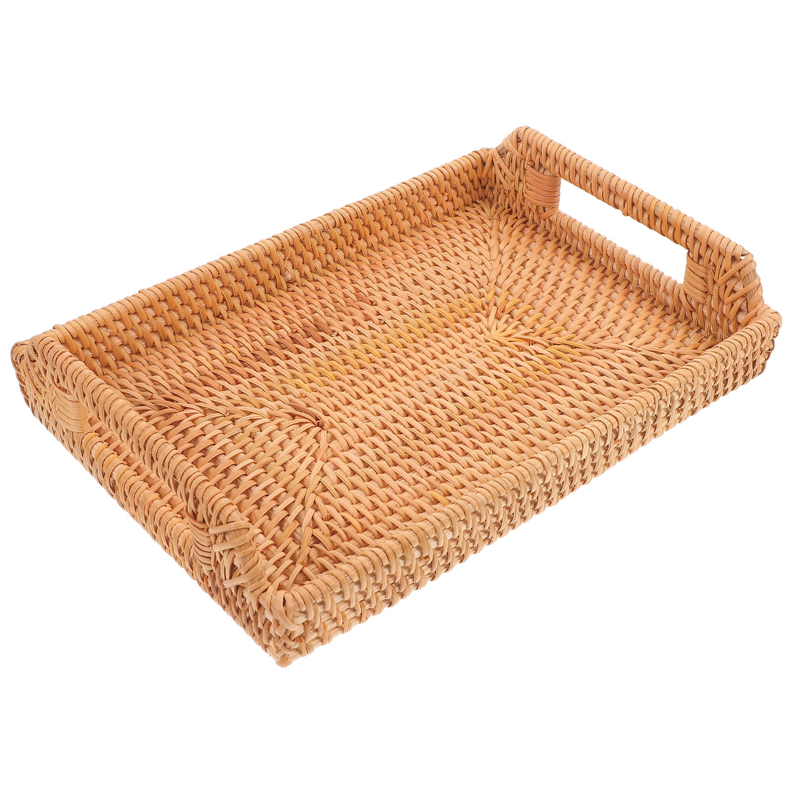 BERTDOMD Tea Serving Woven Plate Rattan Woven Serving Tray Desktop ...