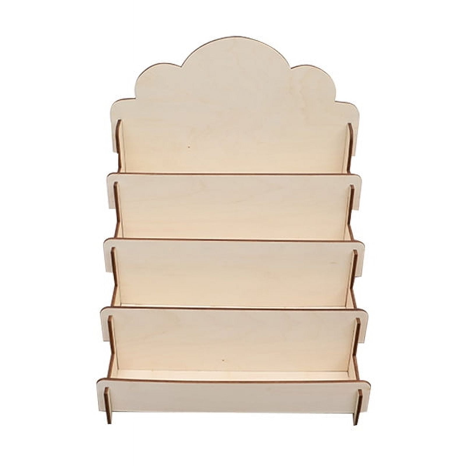 EXHUMKY Wooden Greeting Card Display Stand Beige Tiered Organizer for ...