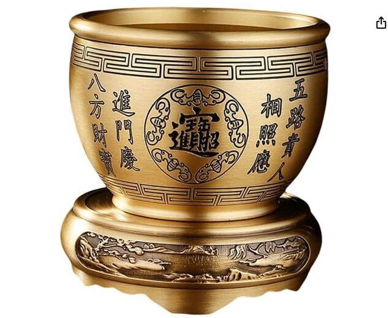 BERTDOMD Vintage Brass Fortune Basin with Base Chinese Wealth Treasure ...