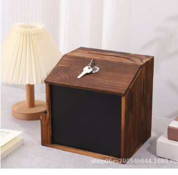 BERTDOMD Wall Mount Wooden Suggestion Box with Lock Wood Comment Box ...