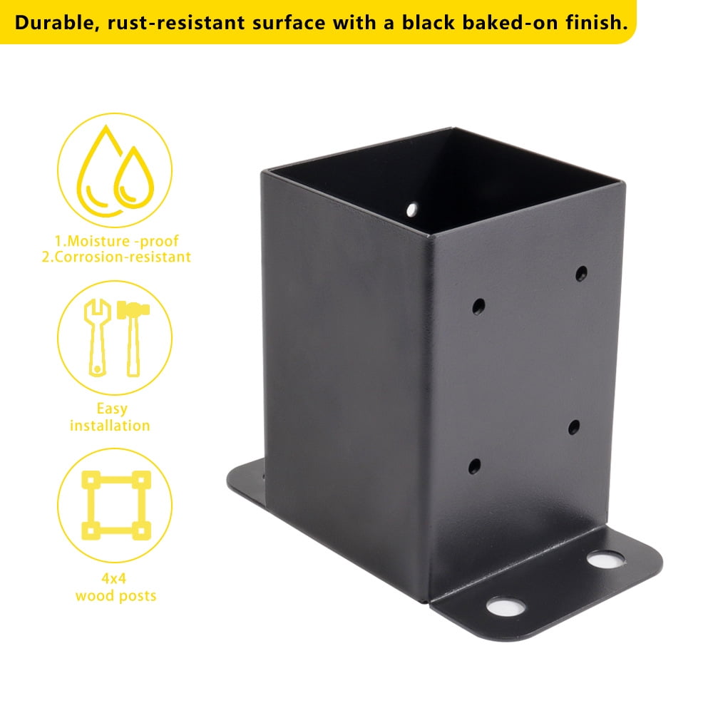 BERTDOMD Wood Pavilion Post Base Bracket Kit Black Deck Supports Ideal ...