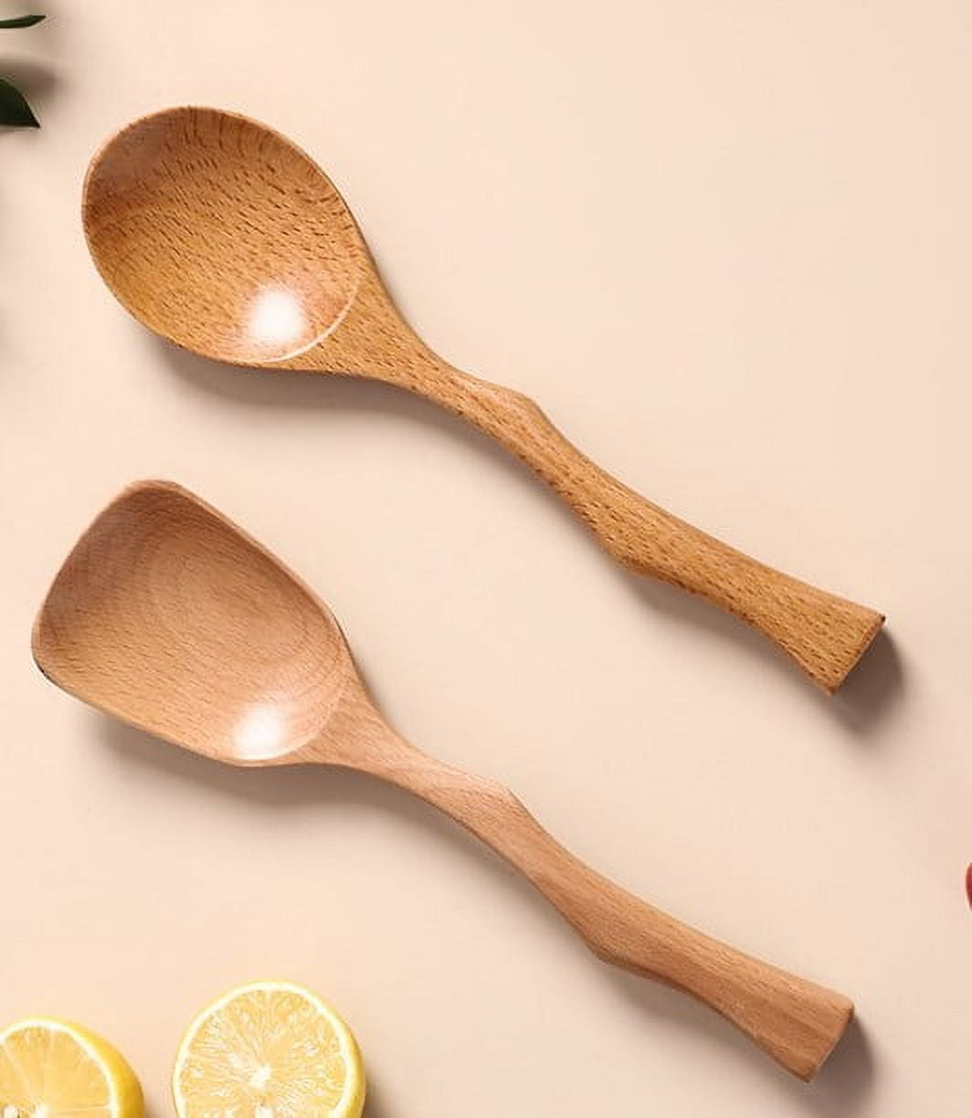 EXHUMKY Wooden Spatula Rice Paddle Spoon Light Brown 1Set For Kitchen ...