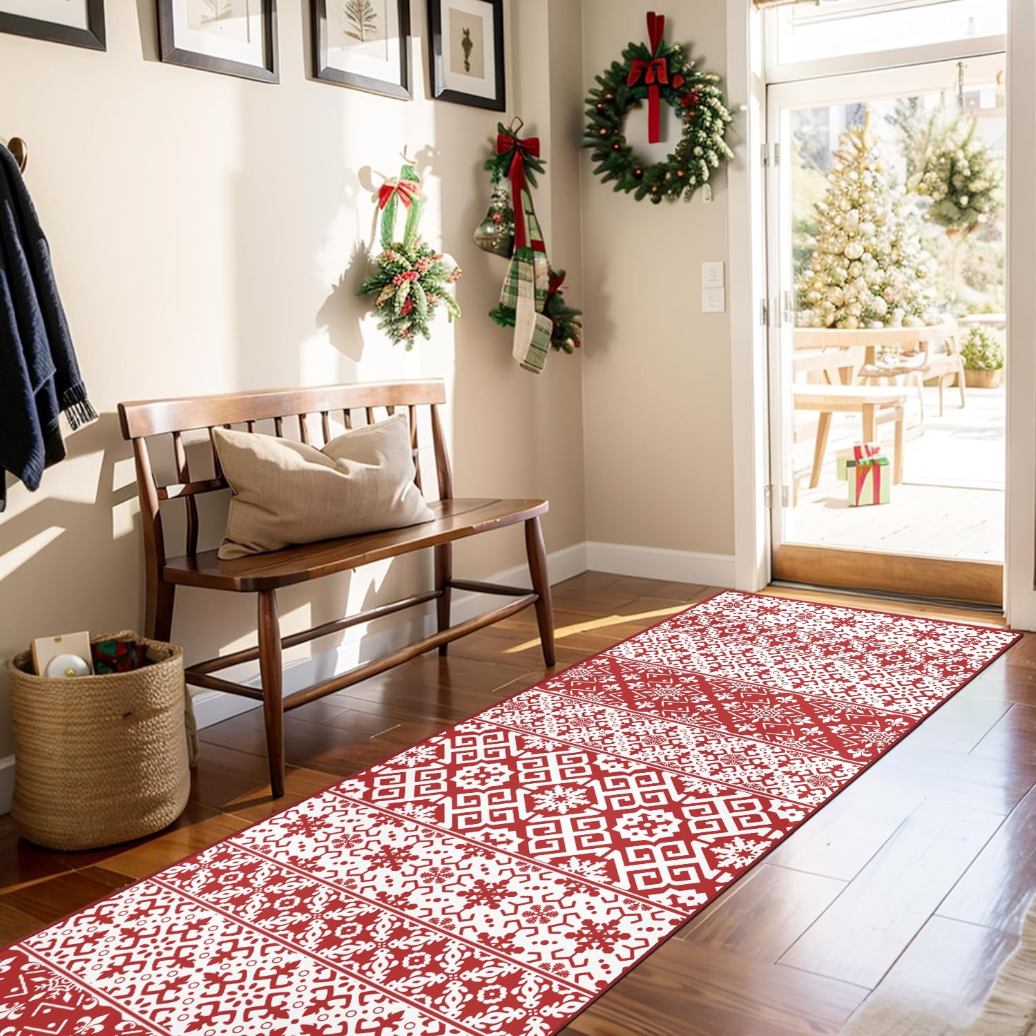 BERTHMEER 2'X8' Christmas Runner Rug for Indoor Hallway Entrance ...