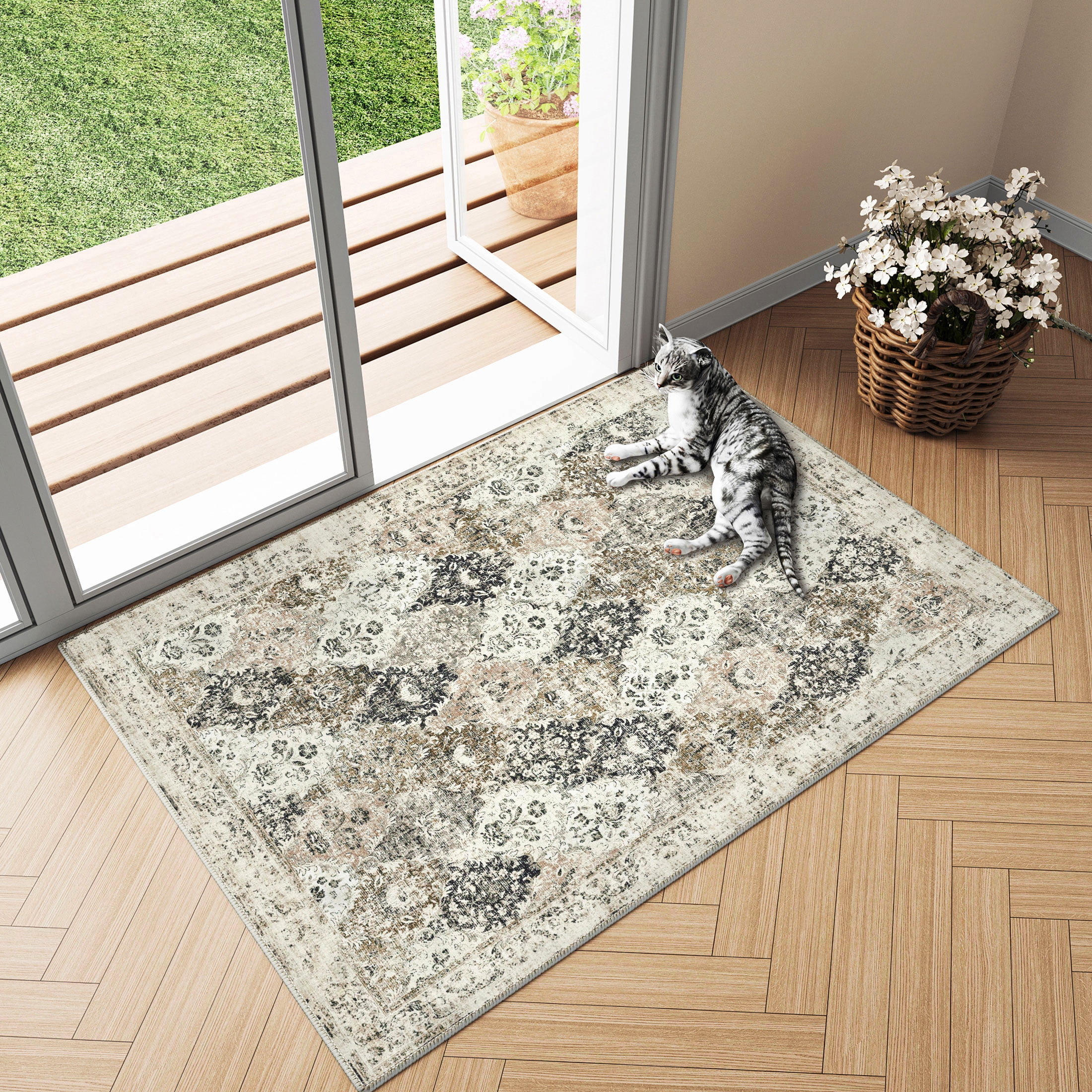 BERTHMEER 2'x3' Area Rugs Small Rugs with Rubber Backing for Door ...