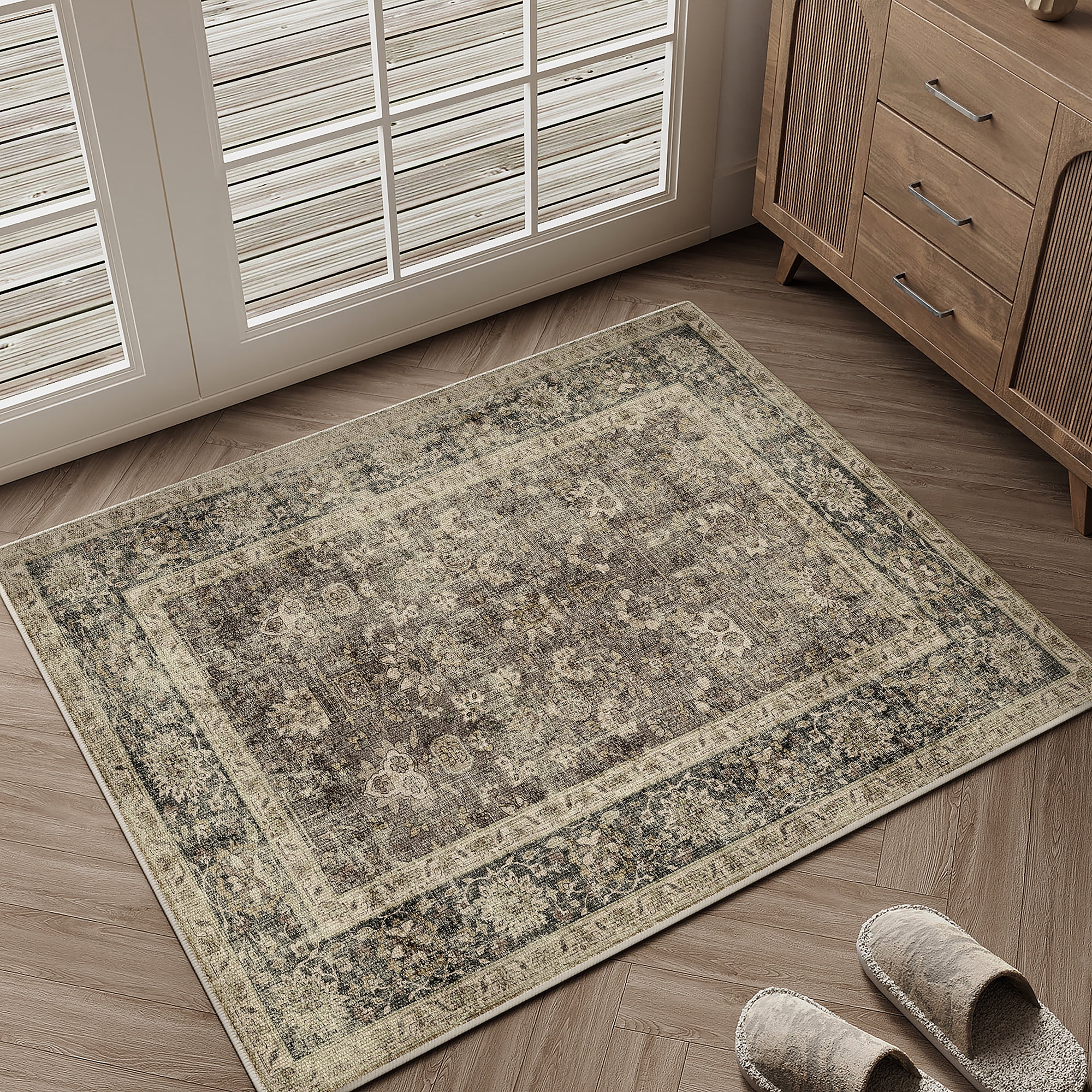 BERTHMEER 2'x3' Golden Brown Small Area Rugs for Bathroom Bedroom ...