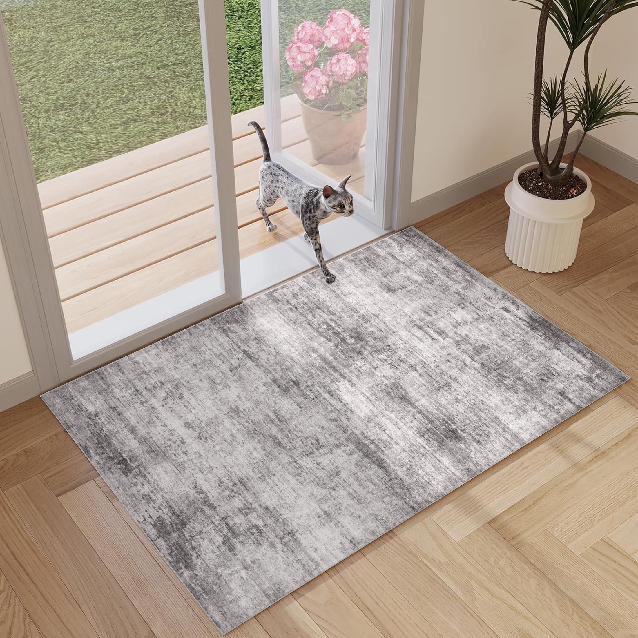 BERTHMEER 2'x3' Small Area Rugs Black Gray Abstract Rugs for Entryway ...