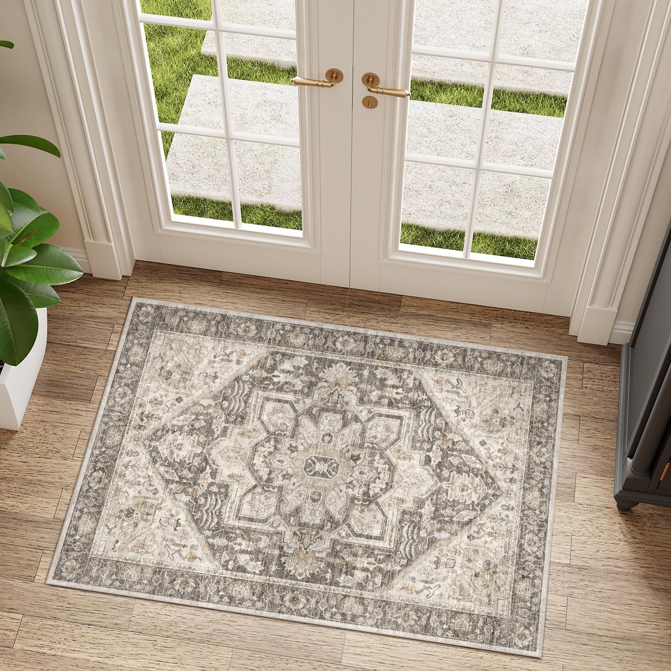 BERTHMEER 2'x3' Small Area Rugs Gray Rugs Washable Throw Rugs for ...