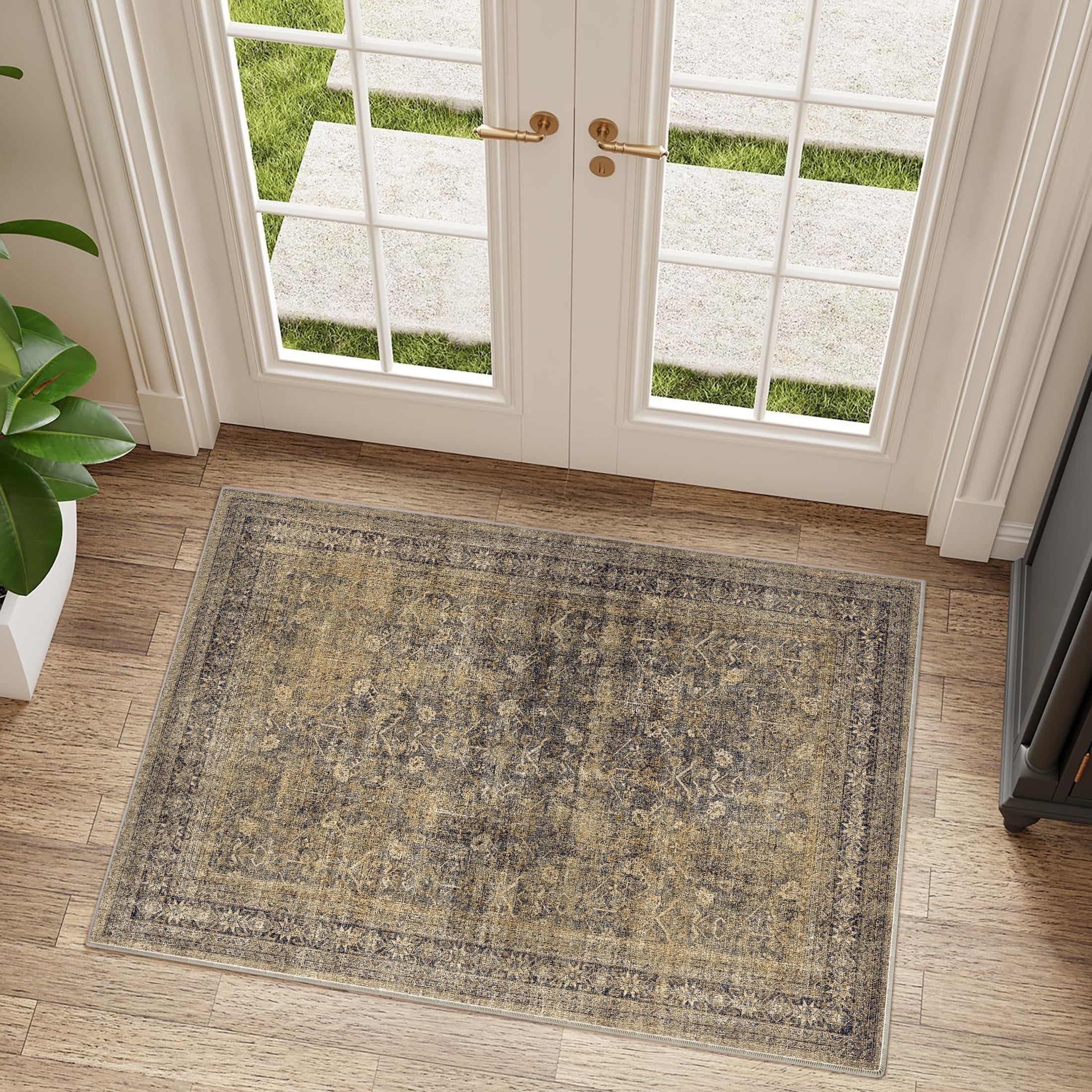 BERTHMEER 2'x3' Small Brown Area Rugs for Bathroom Bedroom Entryway ...