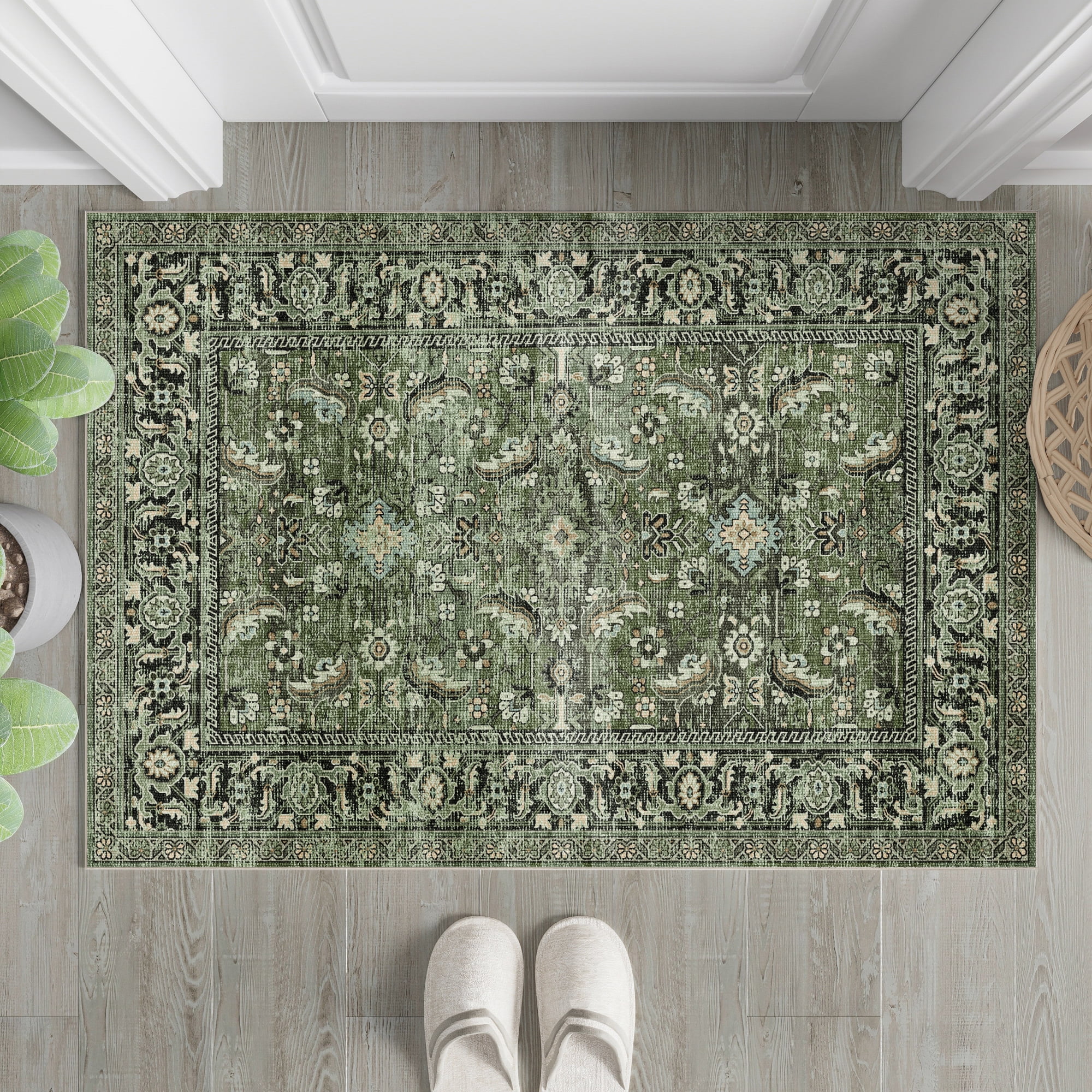 BERTHMEER 2'x3' Small Green Area Rugs for Bathroom Bedroom Entryway ...