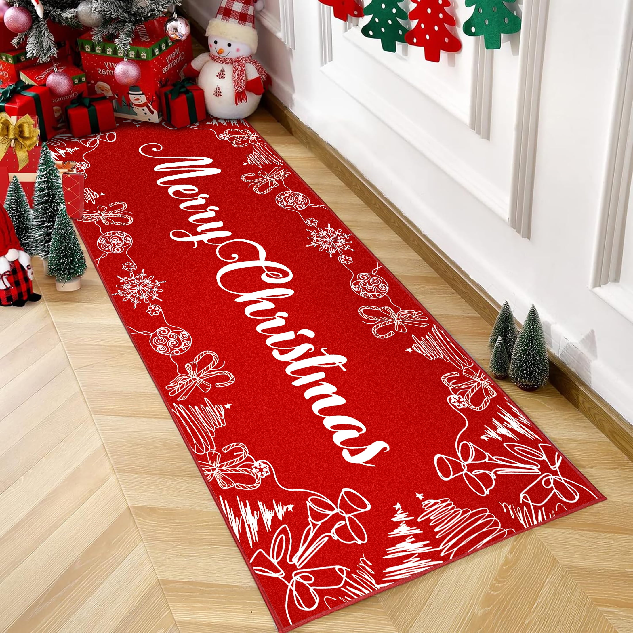 BERTHMEER 2'x5' Christmas Runner Rugs Indoor Doormat for Hallway ...