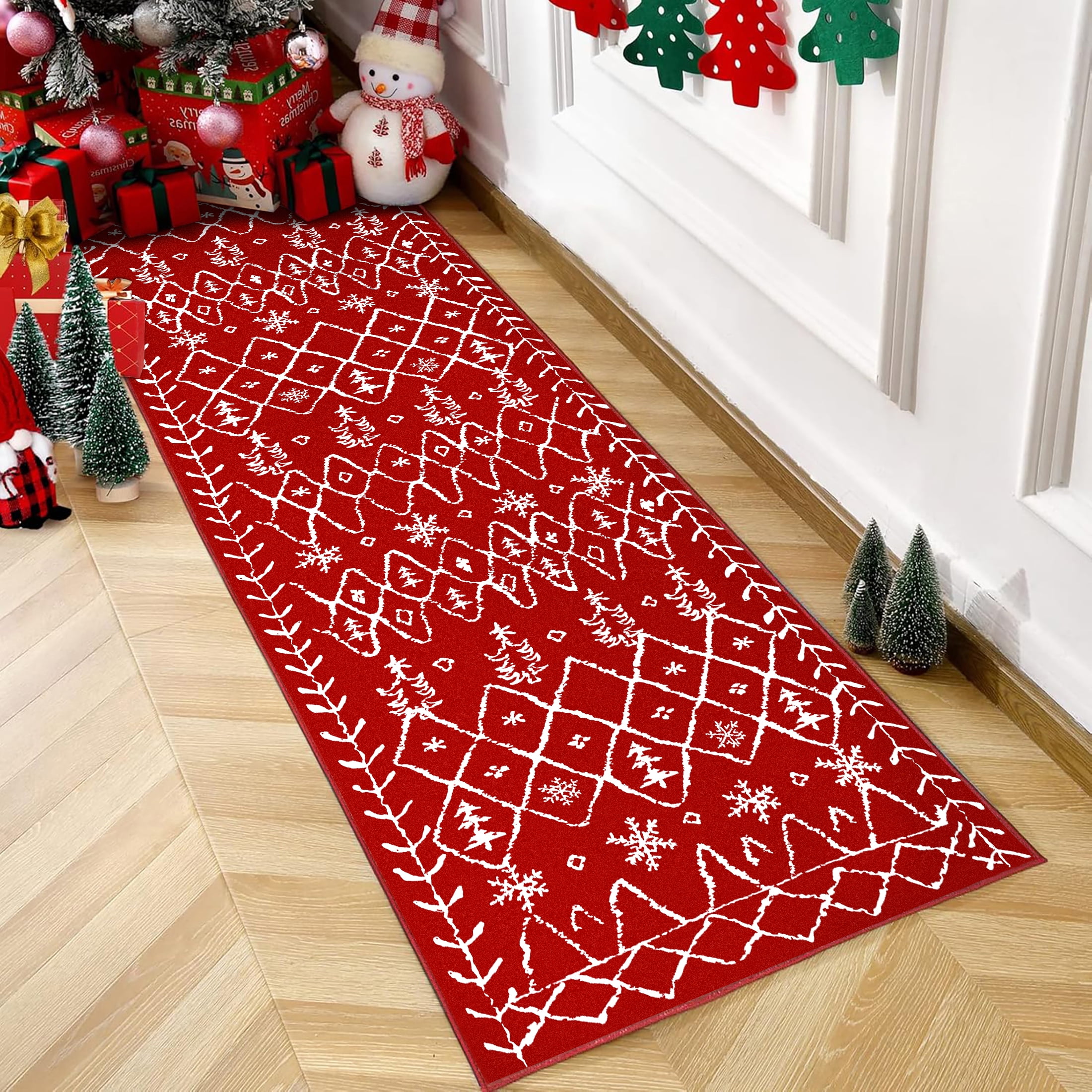 BERTHMEER Red 2x6 Christmas Runner Rugs - Non-Slip Washable for Indoor ...