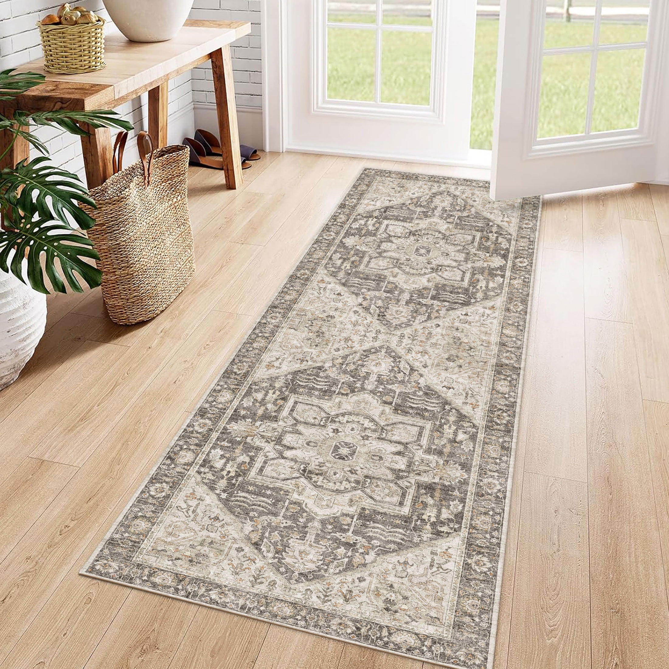 BERTHMEER 2'x6' Gray Runner Rugs for Hallway Kitchen Entryway Washable ...