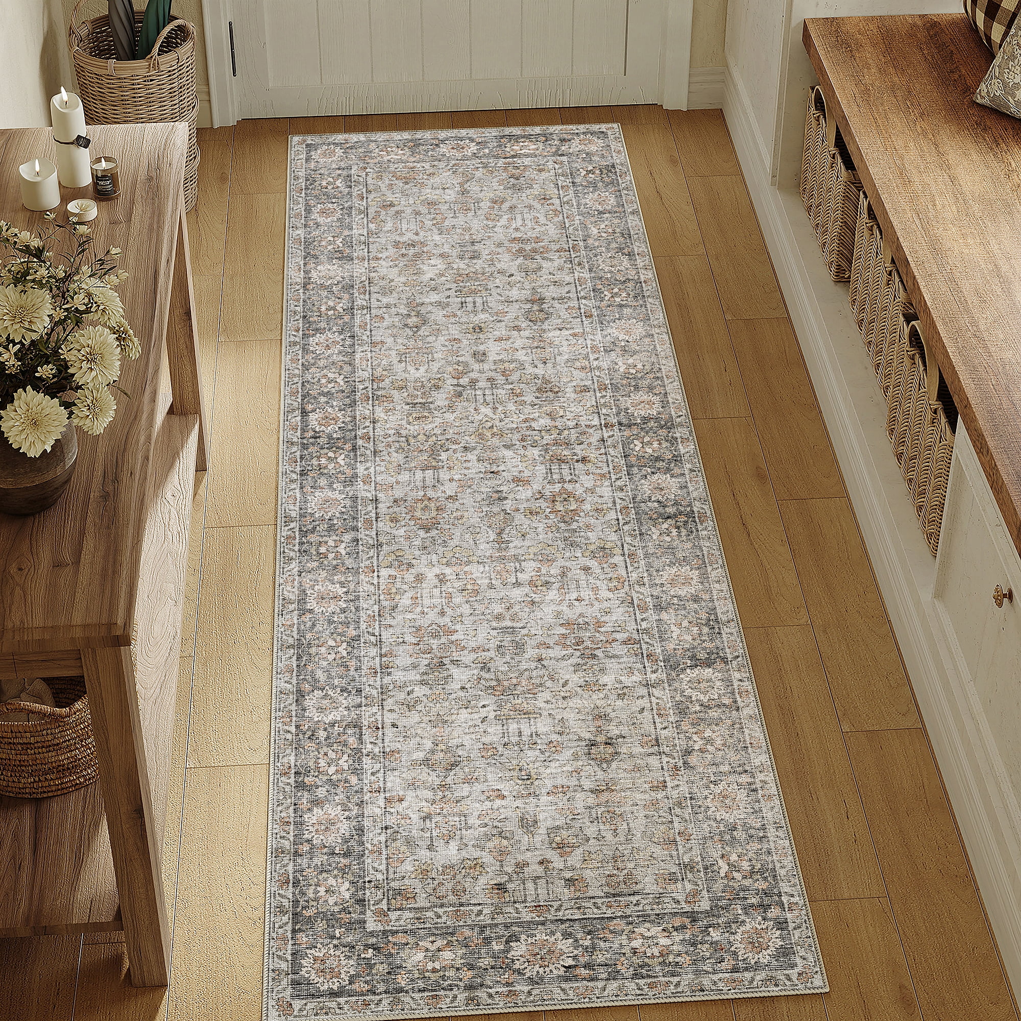 BERTHMEER 2'x6' Gray Taupe Rugs for Hallway Entrance Bedroom Entryway ...