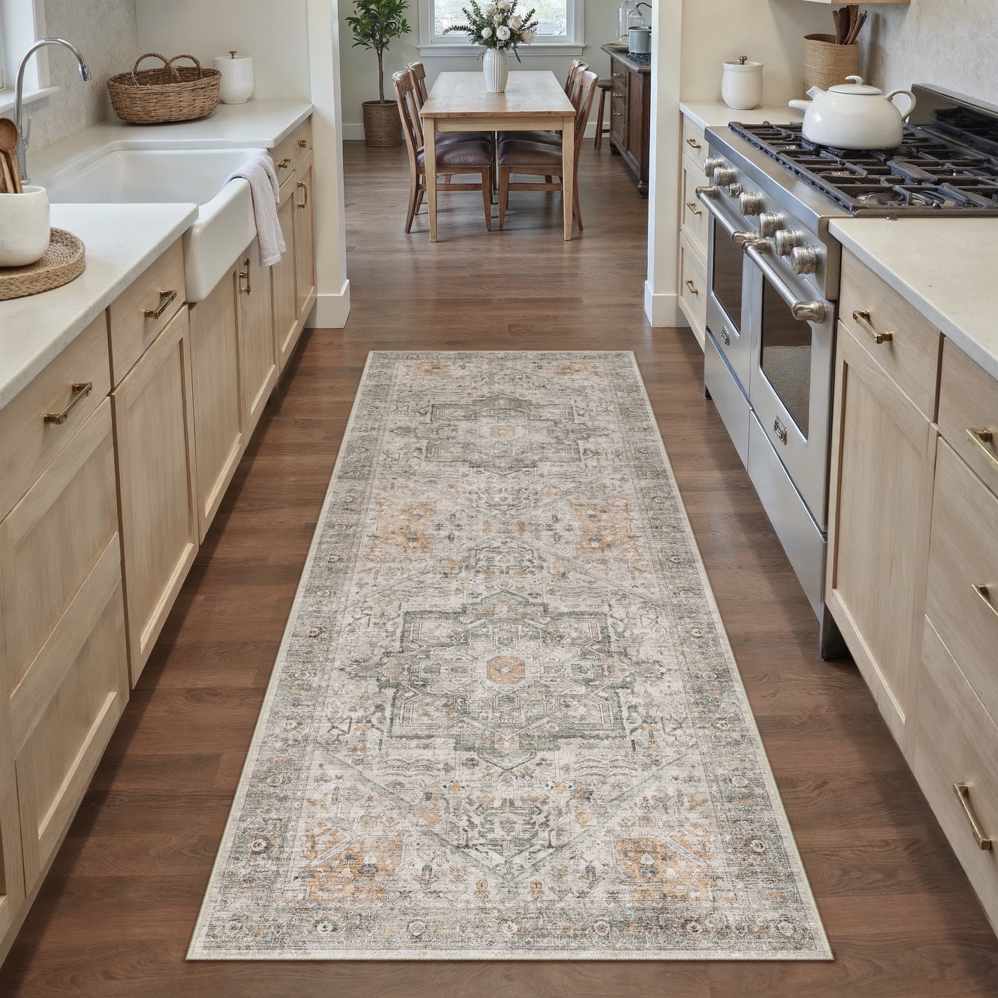 BERTHMEER 2'x6' Gray Taupe Traditional Runner Rugs for Hallway Corridor ...