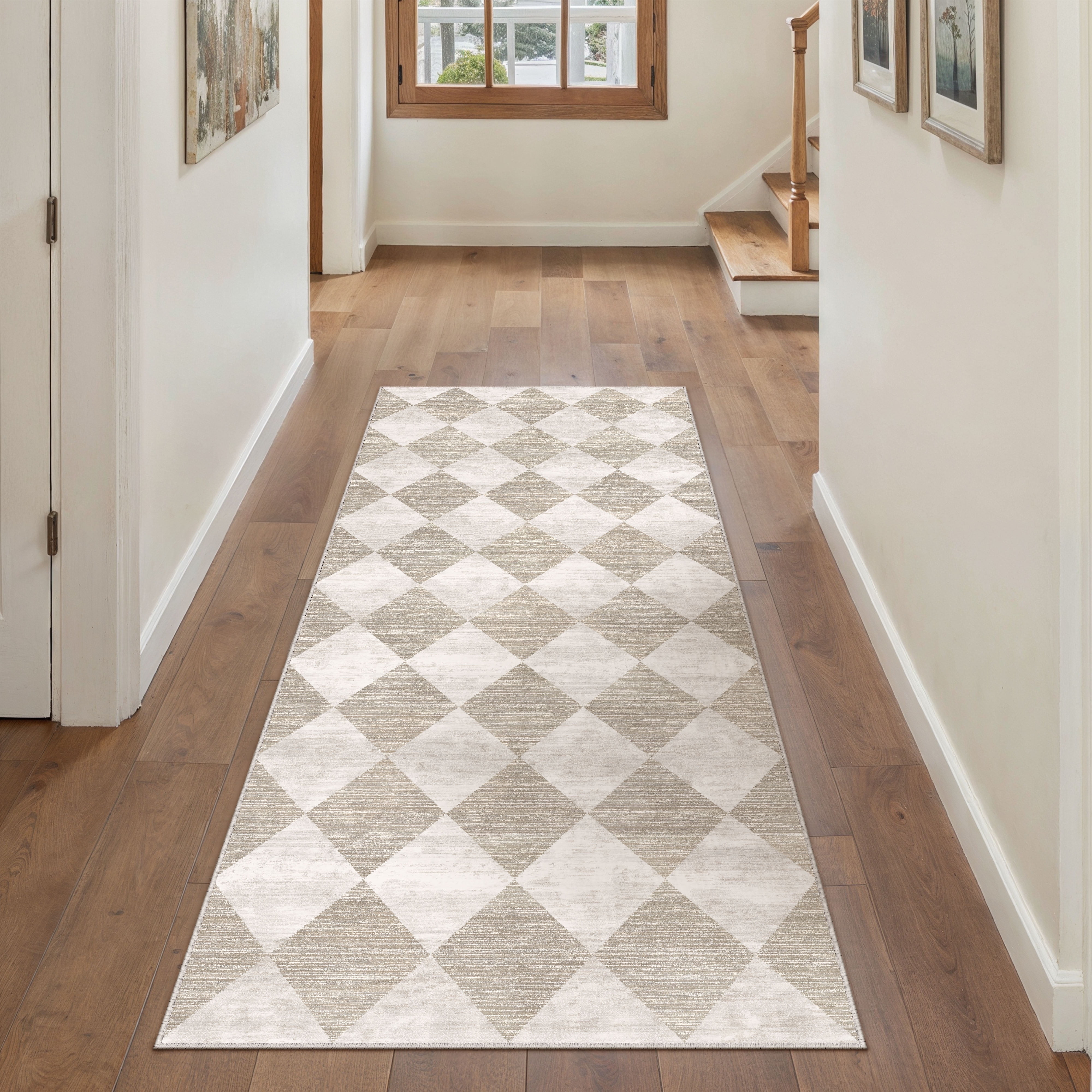 BERTHMEER 2'x6' Rhombus Checkered Runner Rugs for Hallway Entryway ...