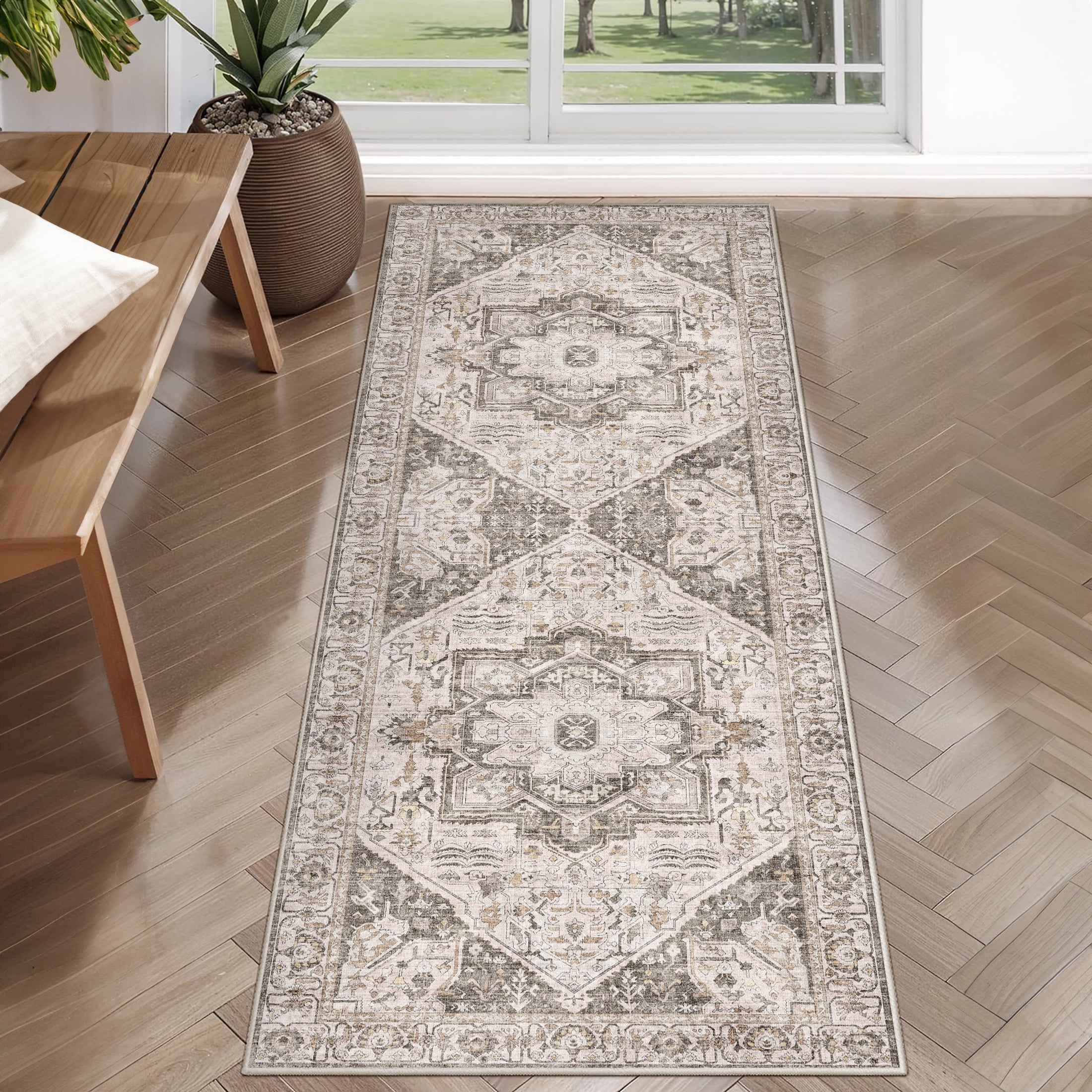 BERTHMEER 2'x6' Non-Skid Vintage Runner Rug for Hallway, Kitchen ...
