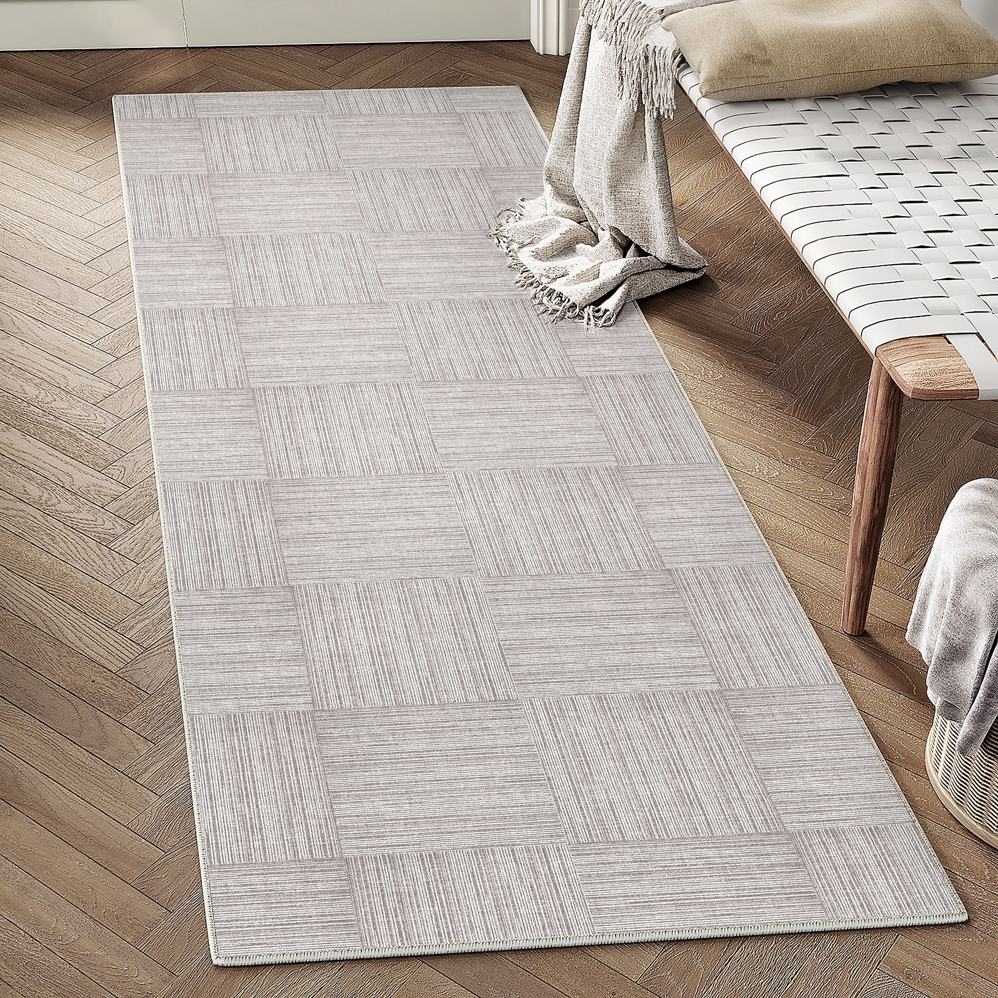BERTHMEER 2'x6' Washable Gray Runner Rugs for Hallway Bathroom Bedroom ...