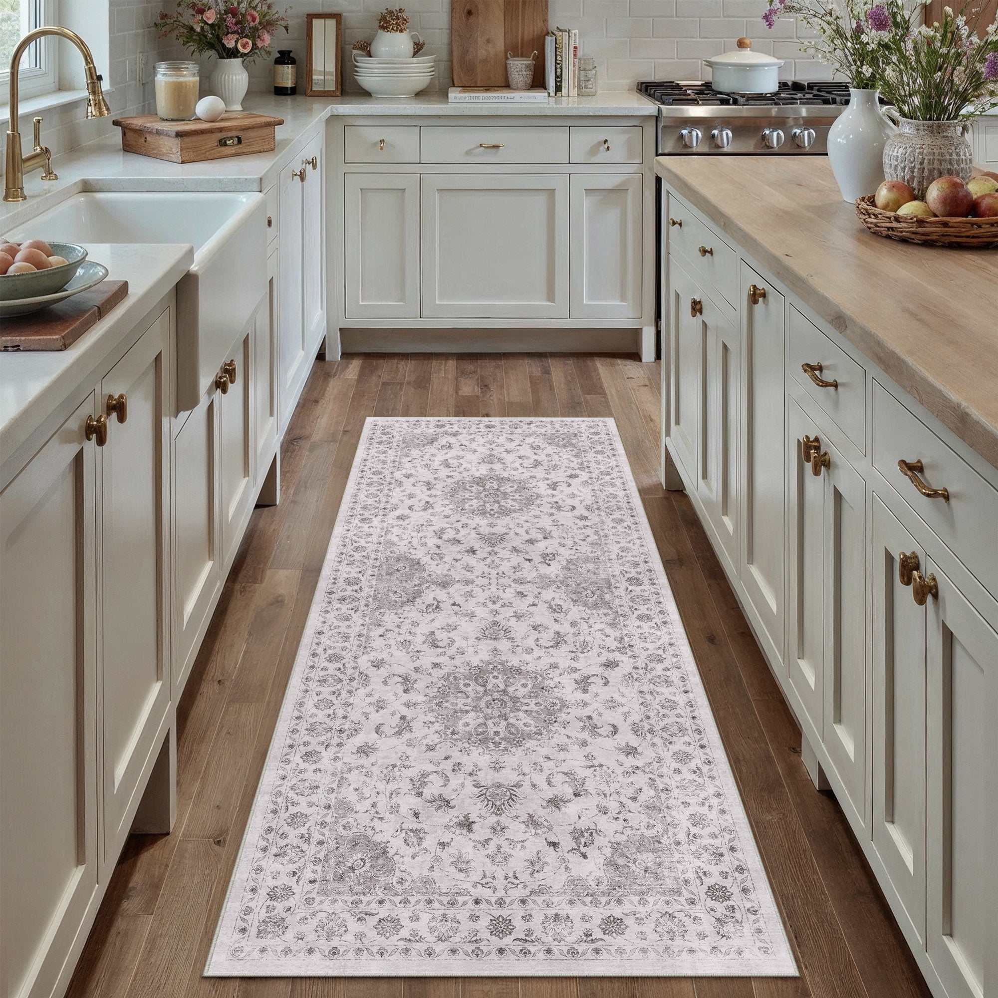 BERTHMEER 2'x6' Washable Gray Runner Rugs for Hallway Bathroom Bedroom ...