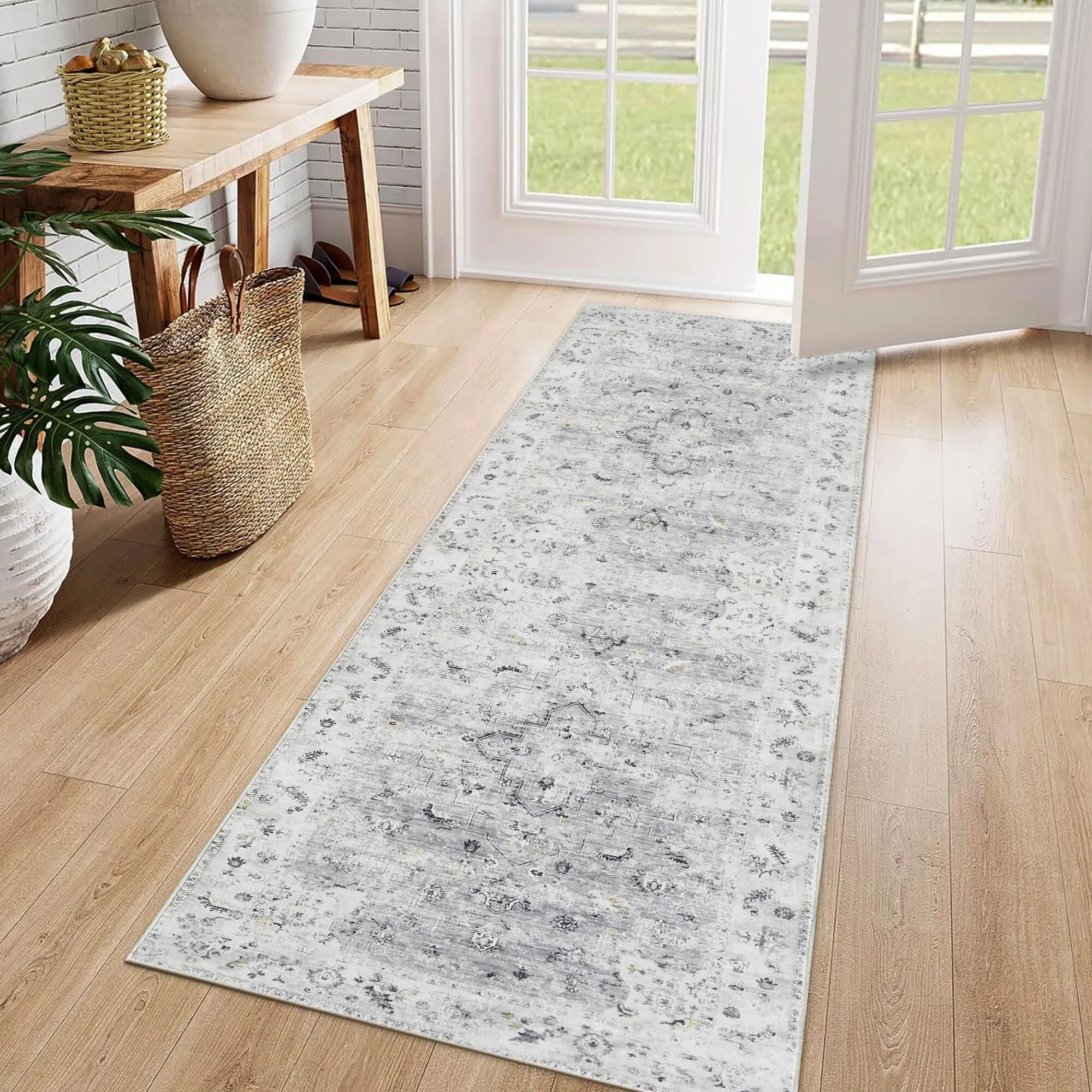 BERTHMEER 2'x6' Non-Skid Gray Runner Rug for Hallway, Kitchen, Entryway ...