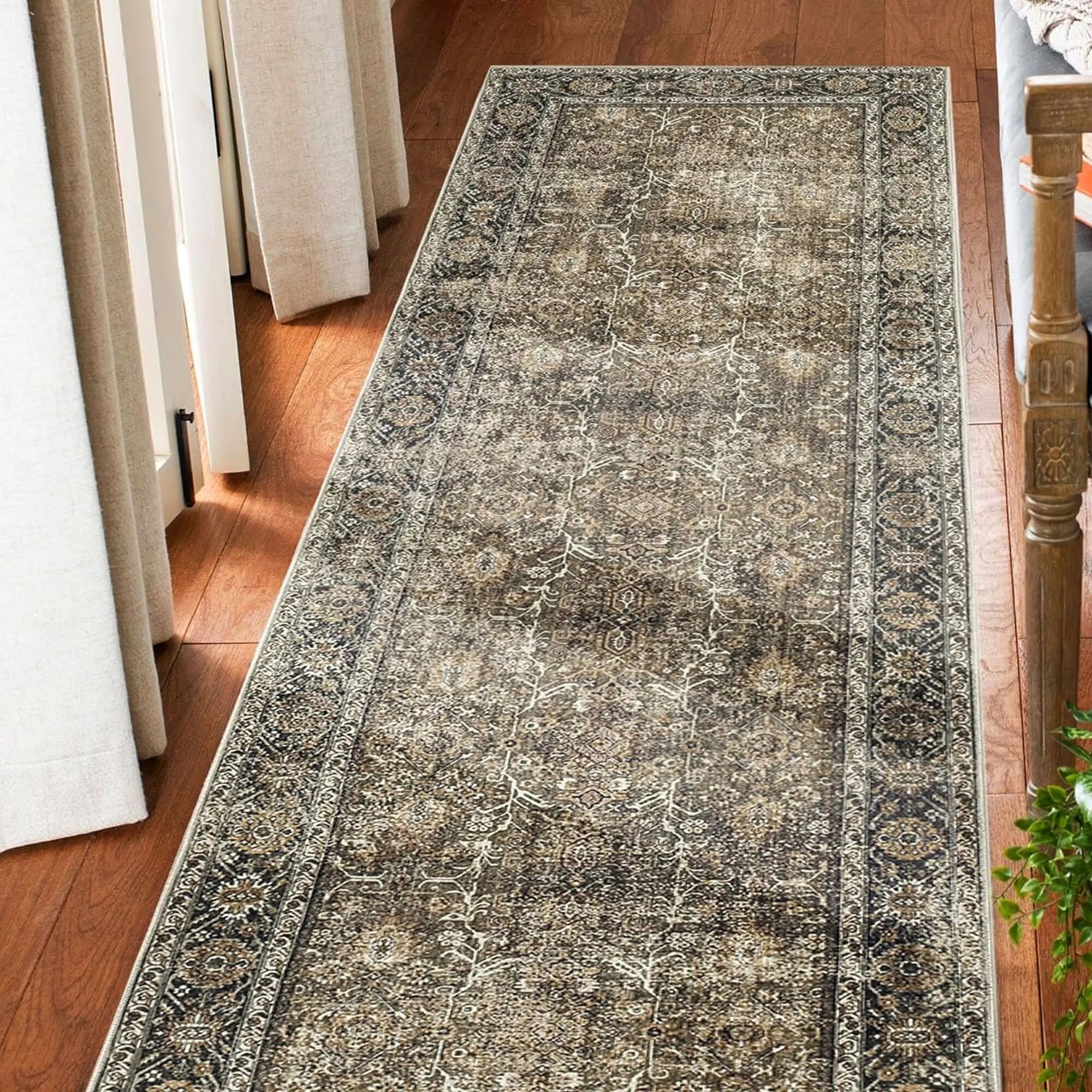 Mainstays Traditional Persian Teal Print Indoor Hallway Runner Rug, 2 ...
