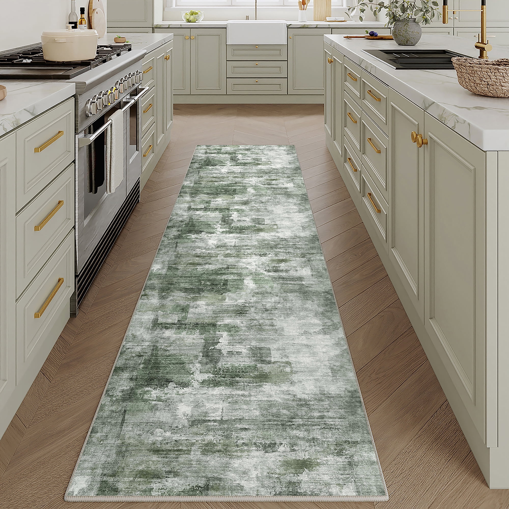 BERTHMEER 2'x8' Abstract Runner Rugs Contemporary for Hallway Entryway ...