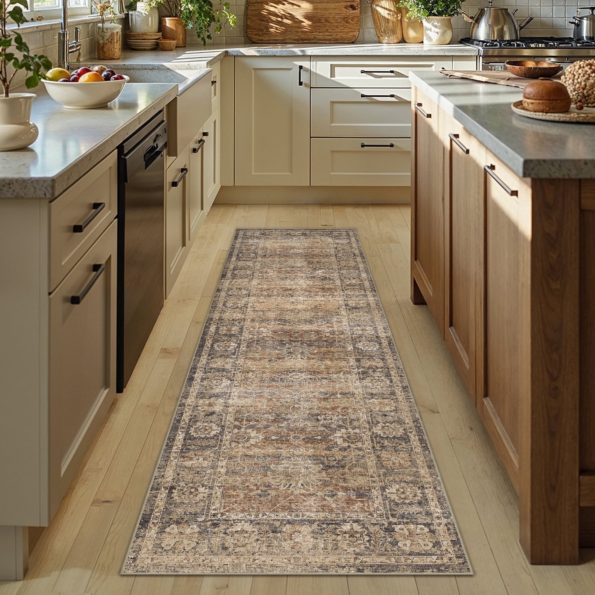 BERTHMEER 2'x8' Washable Brown Runner Rugs for Hallway Bathroom Bedroom ...