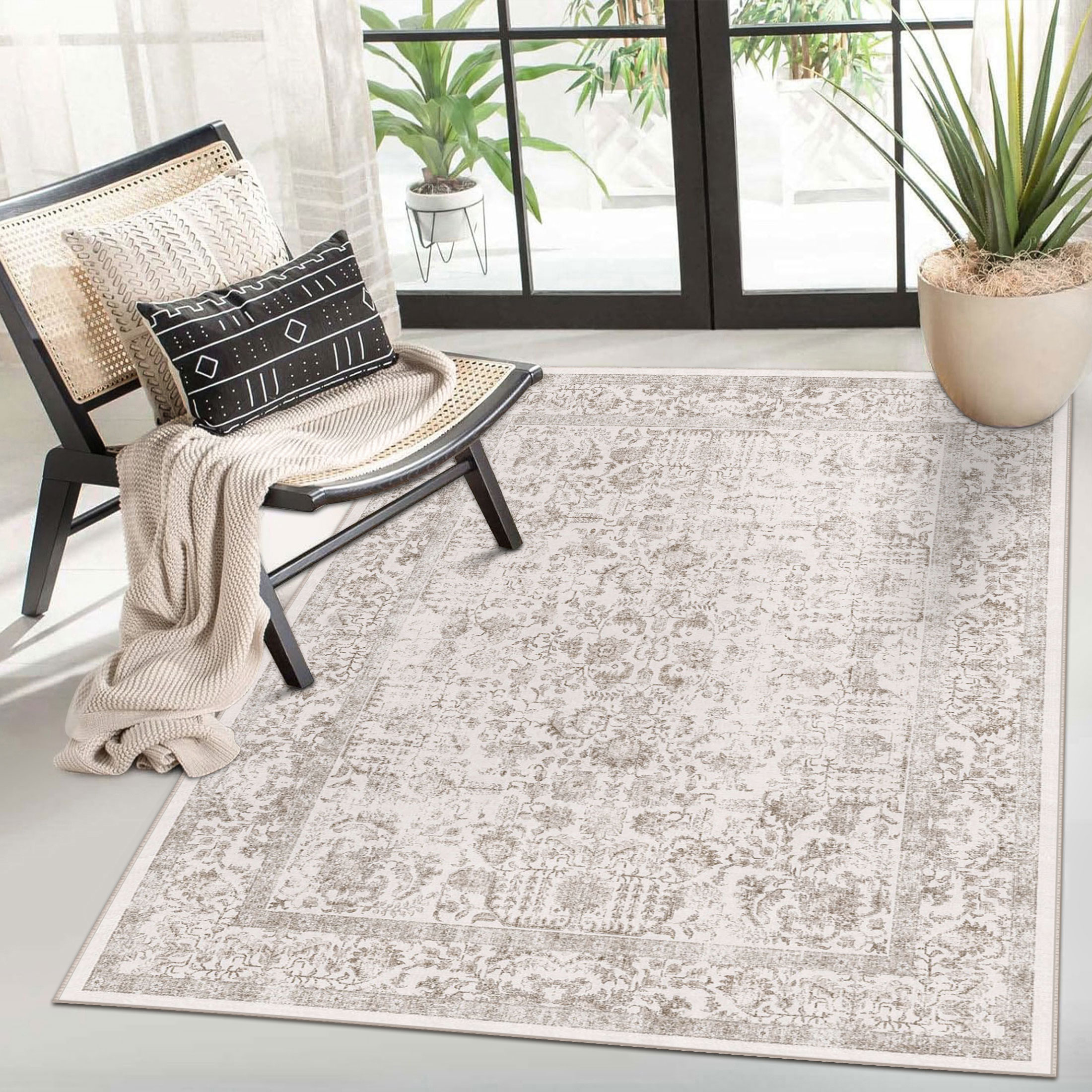 BERTHMEER 3'x5' Area Rugs Washable Vintage Oriental Rugs for Office ...