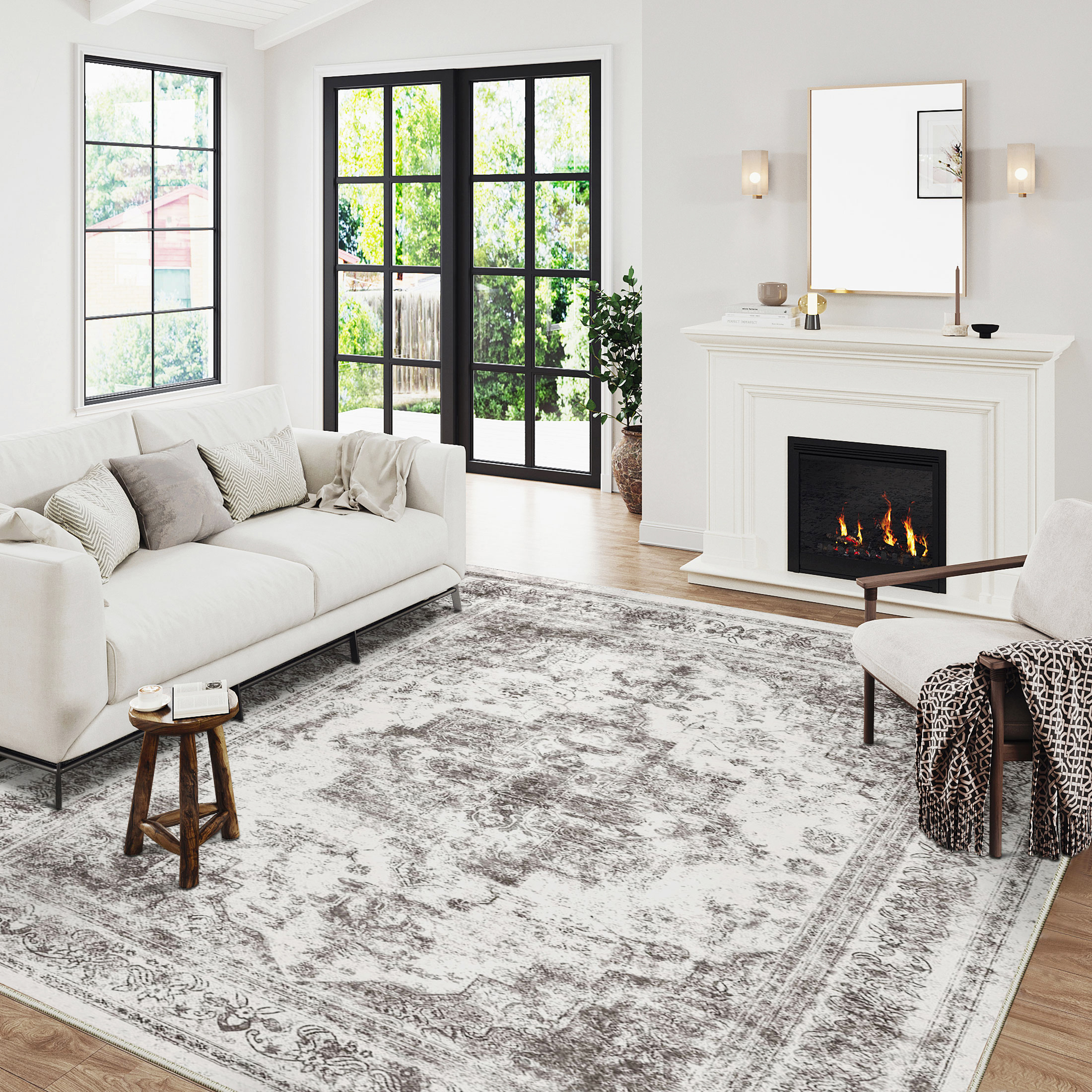 BERTHMEER 3'x5' Area Rugs Washable Vintage Oriental Rugs for Office ...