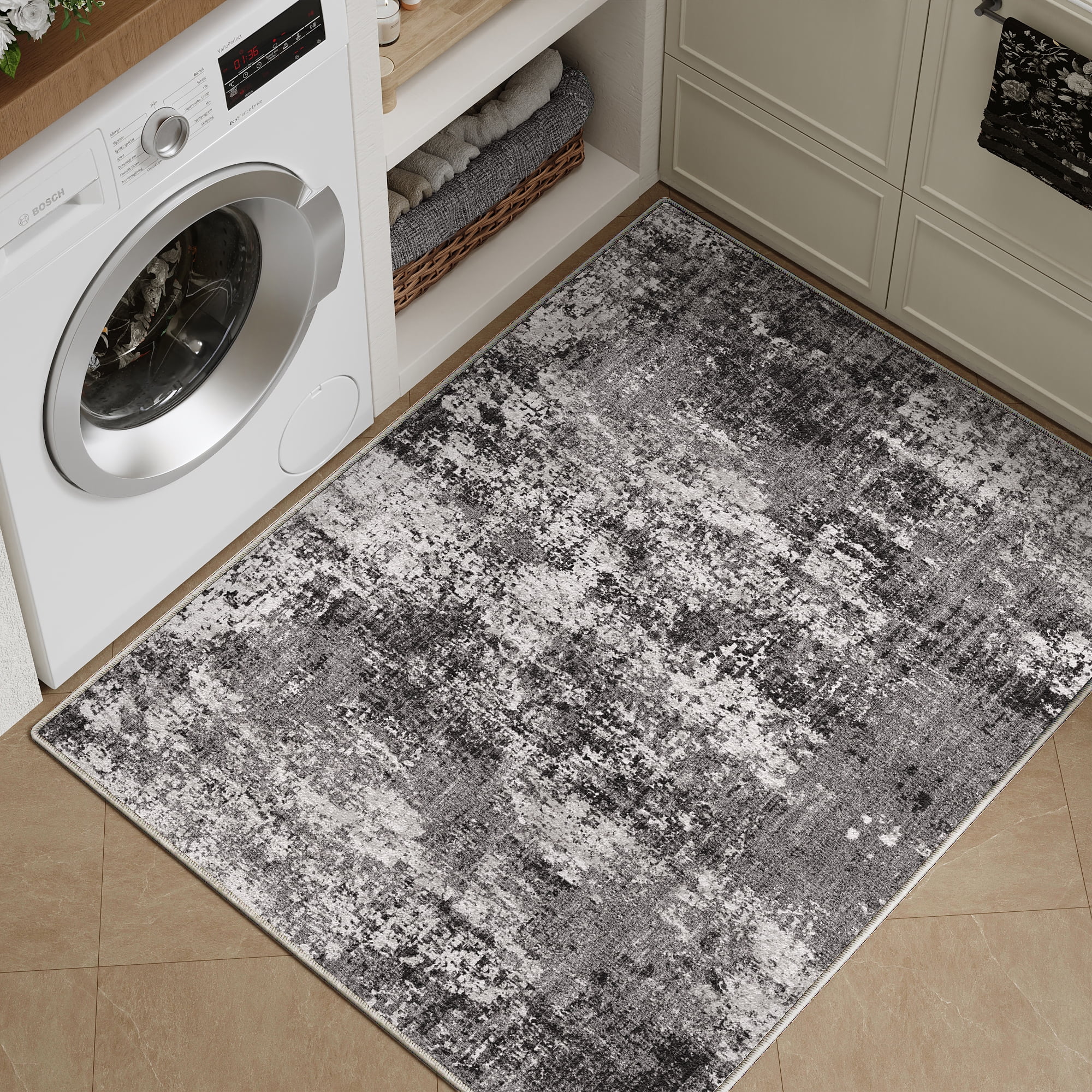 BERTHMEER 3'x5' Small Abstract Washable Area Rugs for Bathroom Bedroom ...