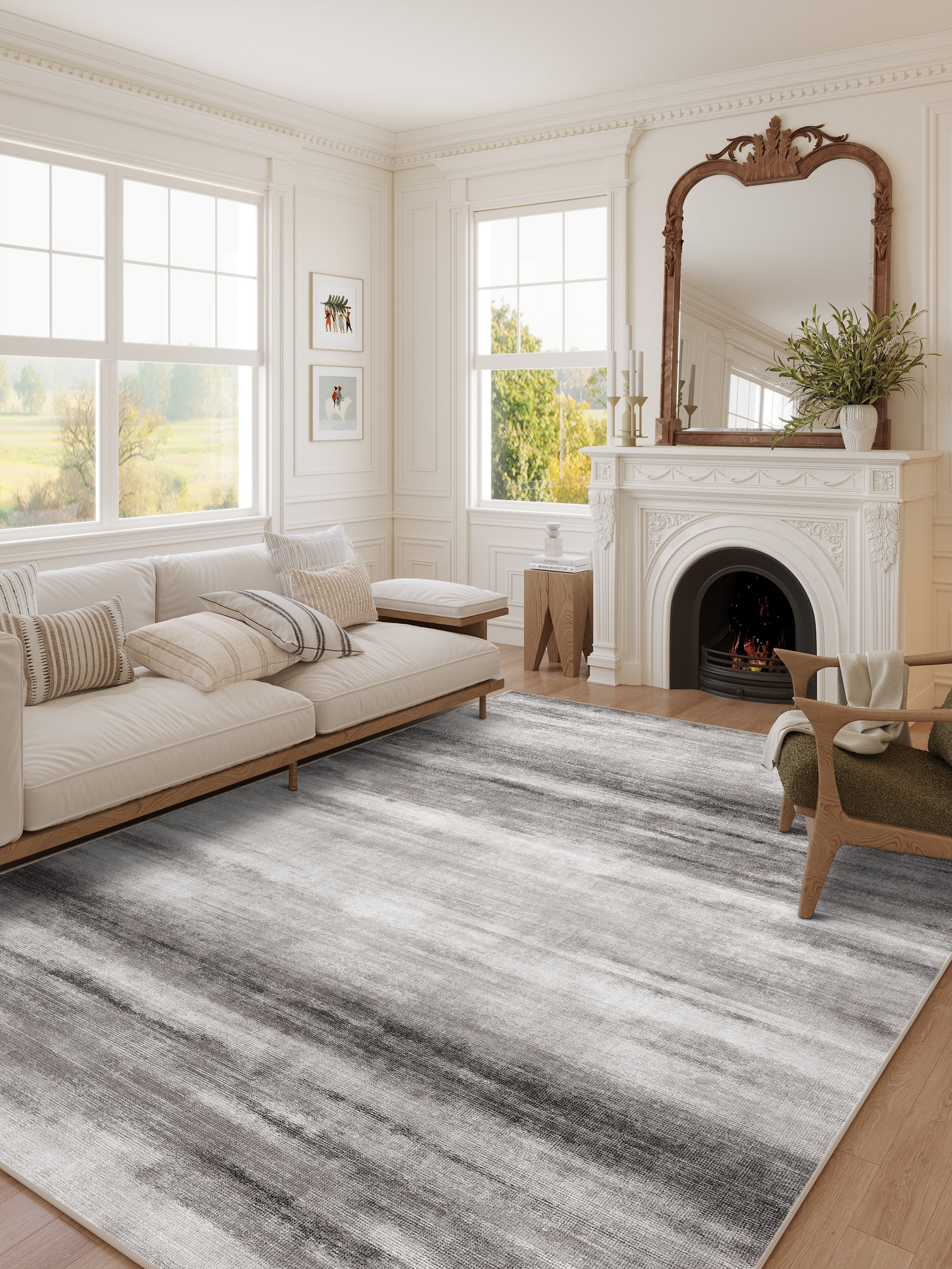 BERTHMEER 3'x5' Small Area Rugs Washable Gray Rugs for Office Entryway ...