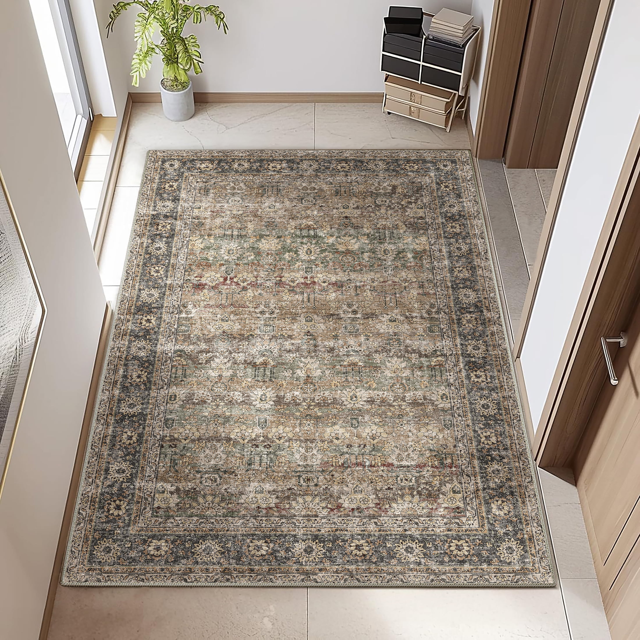 Berthmeer 3'x5' Brown Kitchen Rugs, Machine Washable, Non-Slip ...