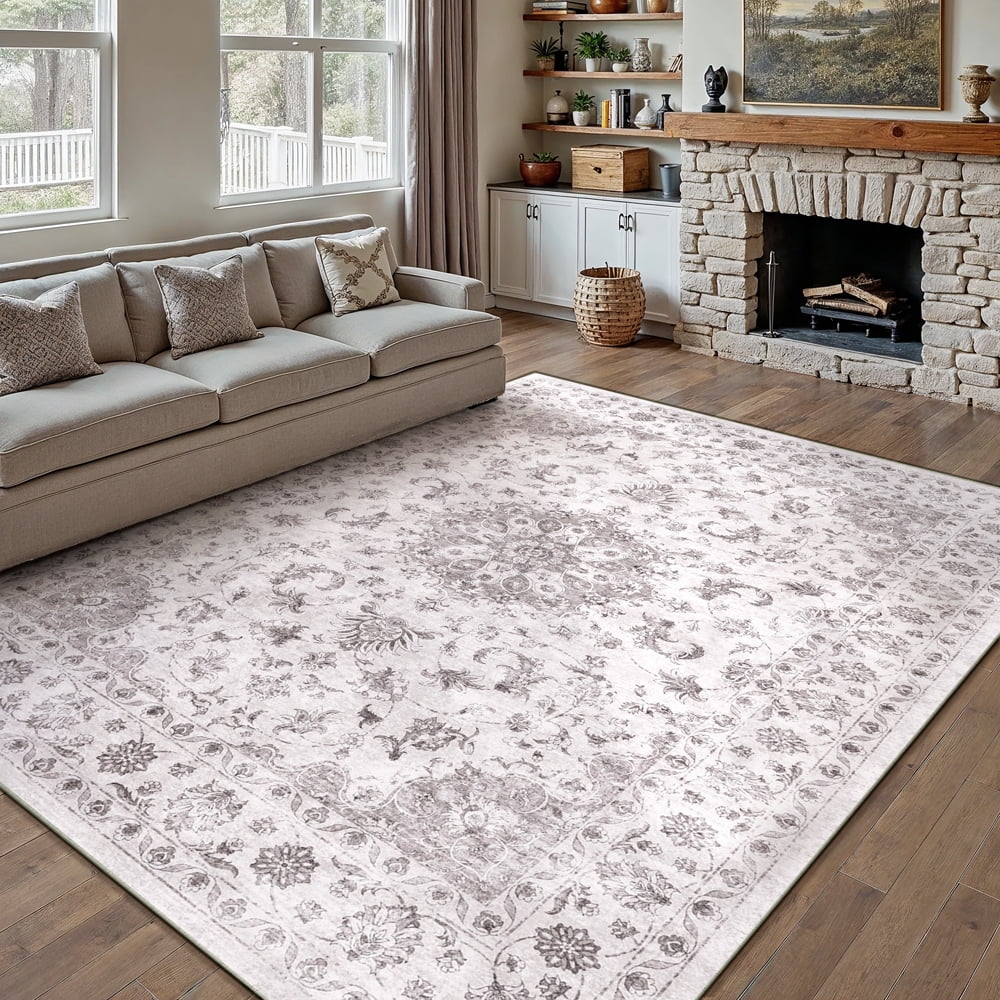 BERTHMEER 3'x5' Small Washable Gray Vintage Area Rugs for Bathroom ...