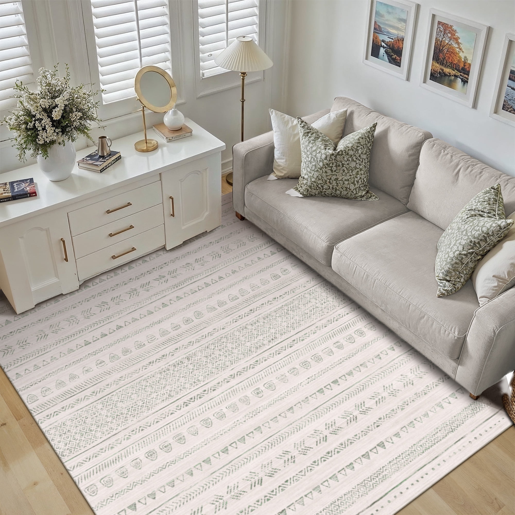 BERTHMEER 3'x5' Small Washable Green Area Rugs for Bathroom Bedroom ...