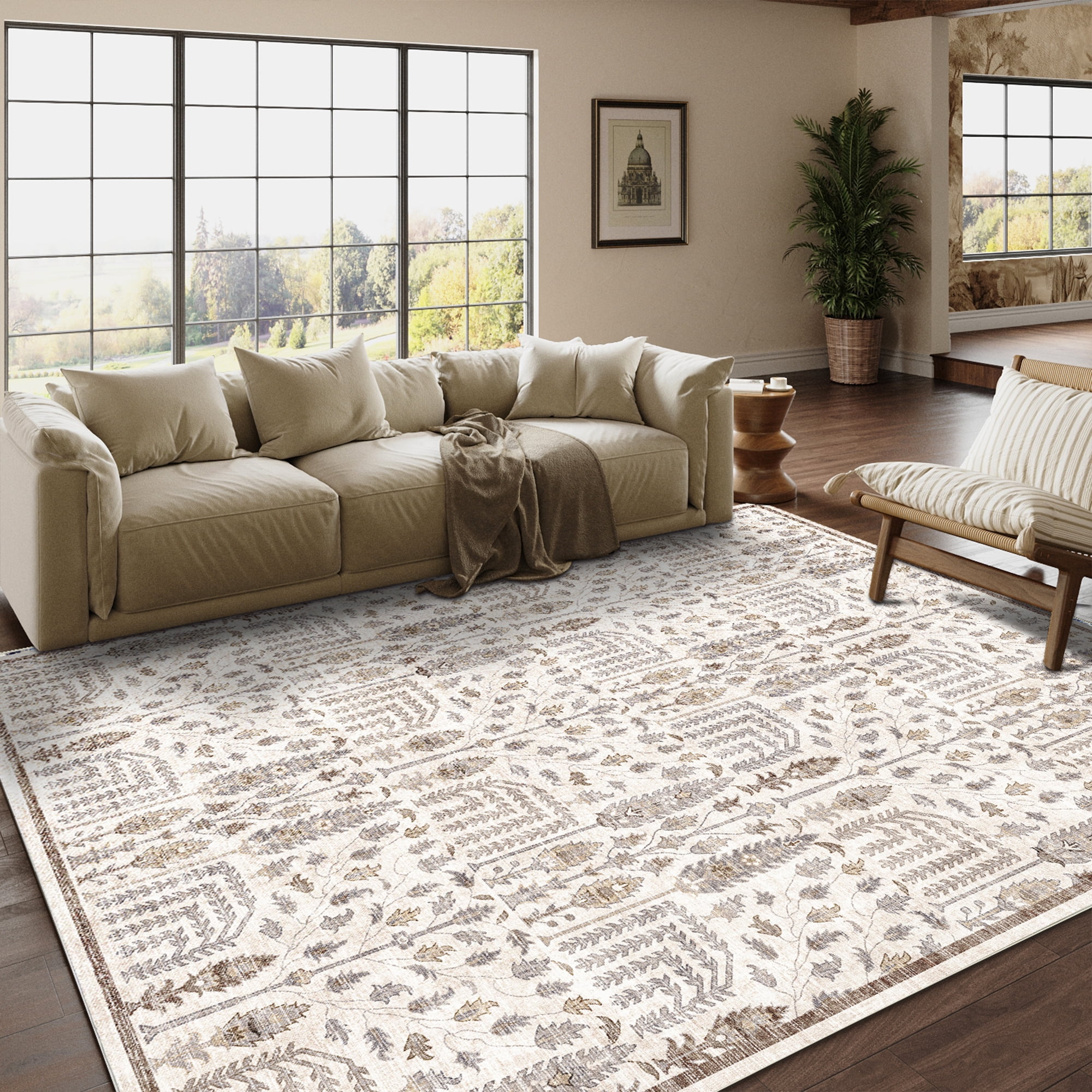 BERTHMEER 3'x5' Small Washable Grey and Brown Area Rugs for Bathroom ...