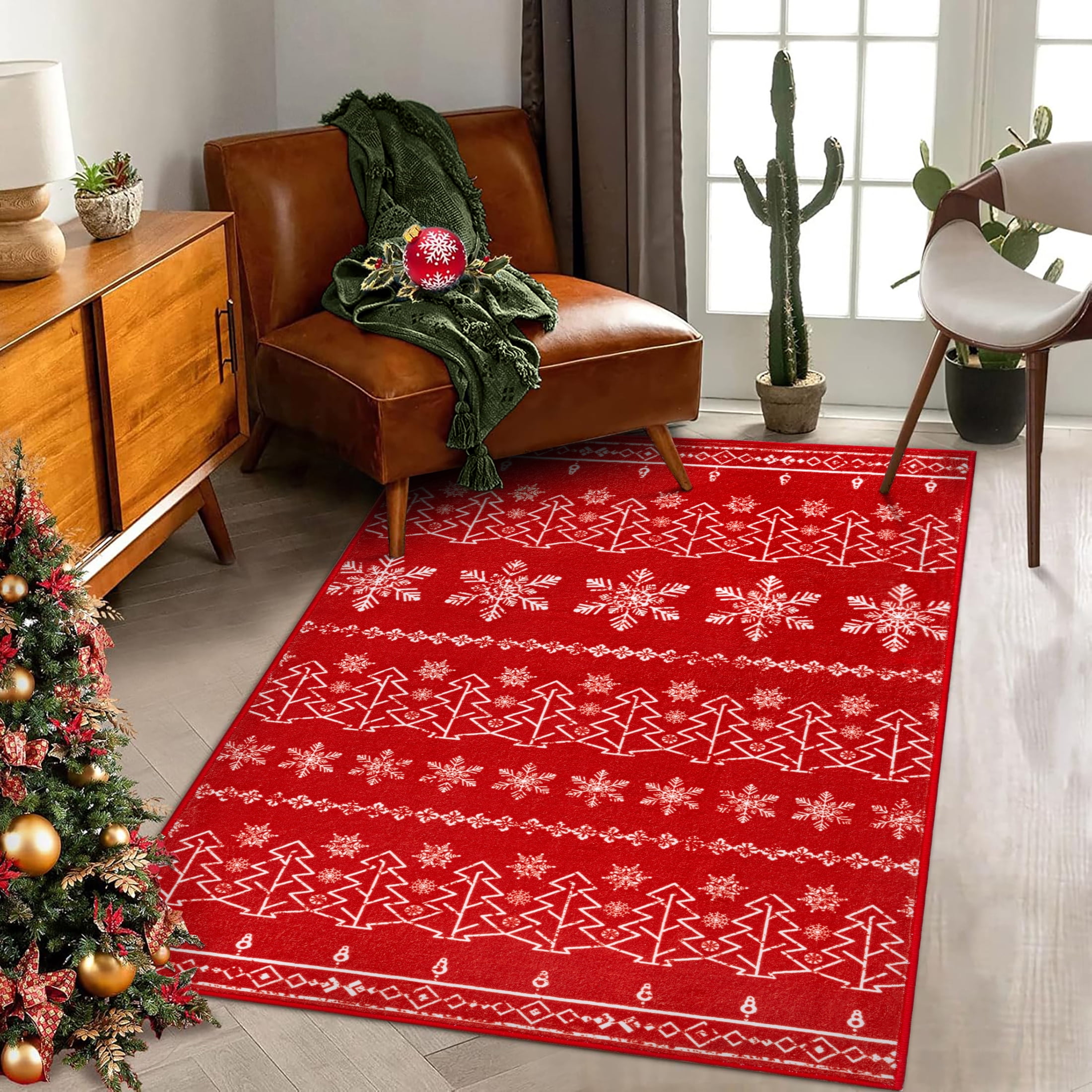 BERTHMEER 4'X6' Christmas Area Rug for Kitchen Living Room Bedroom ...