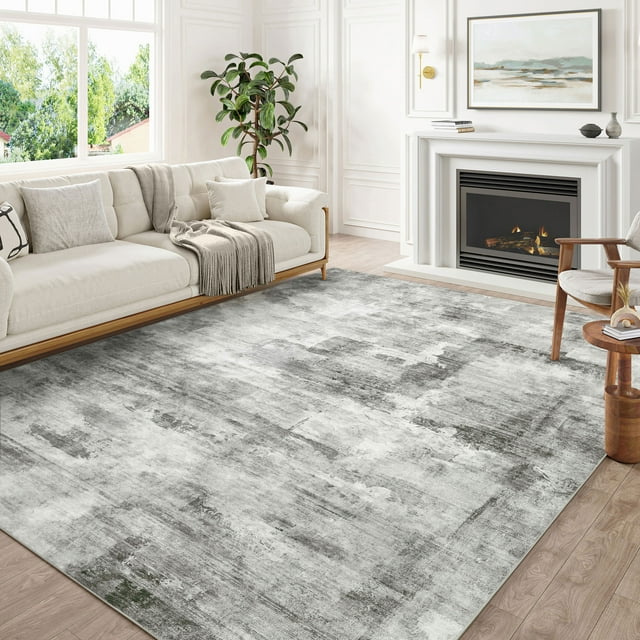 BERTHMEER 4'x6' Gray Abstract Modern Area Rugs for Office Entryway ...