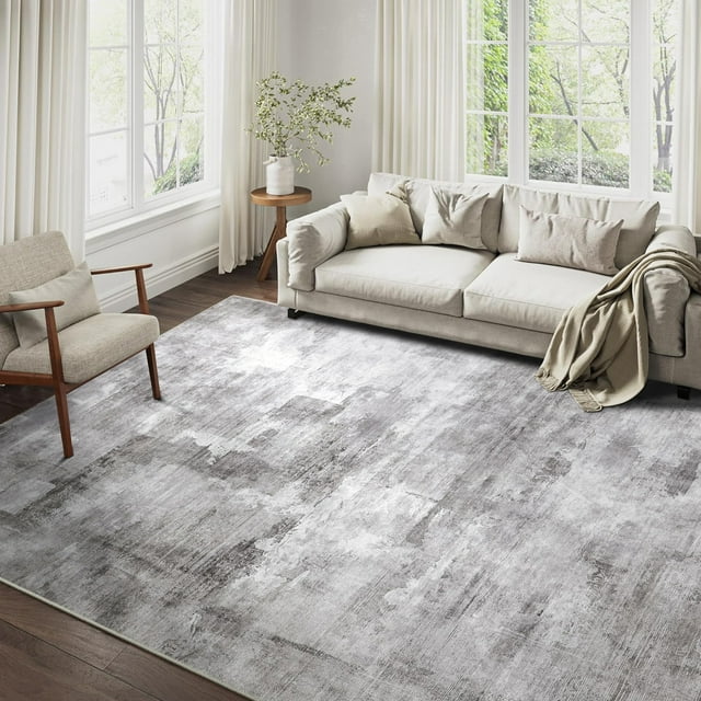 BERTHMEER 4'x6' Gray Abstract Modern Area Rugs for Office Entryway ...
