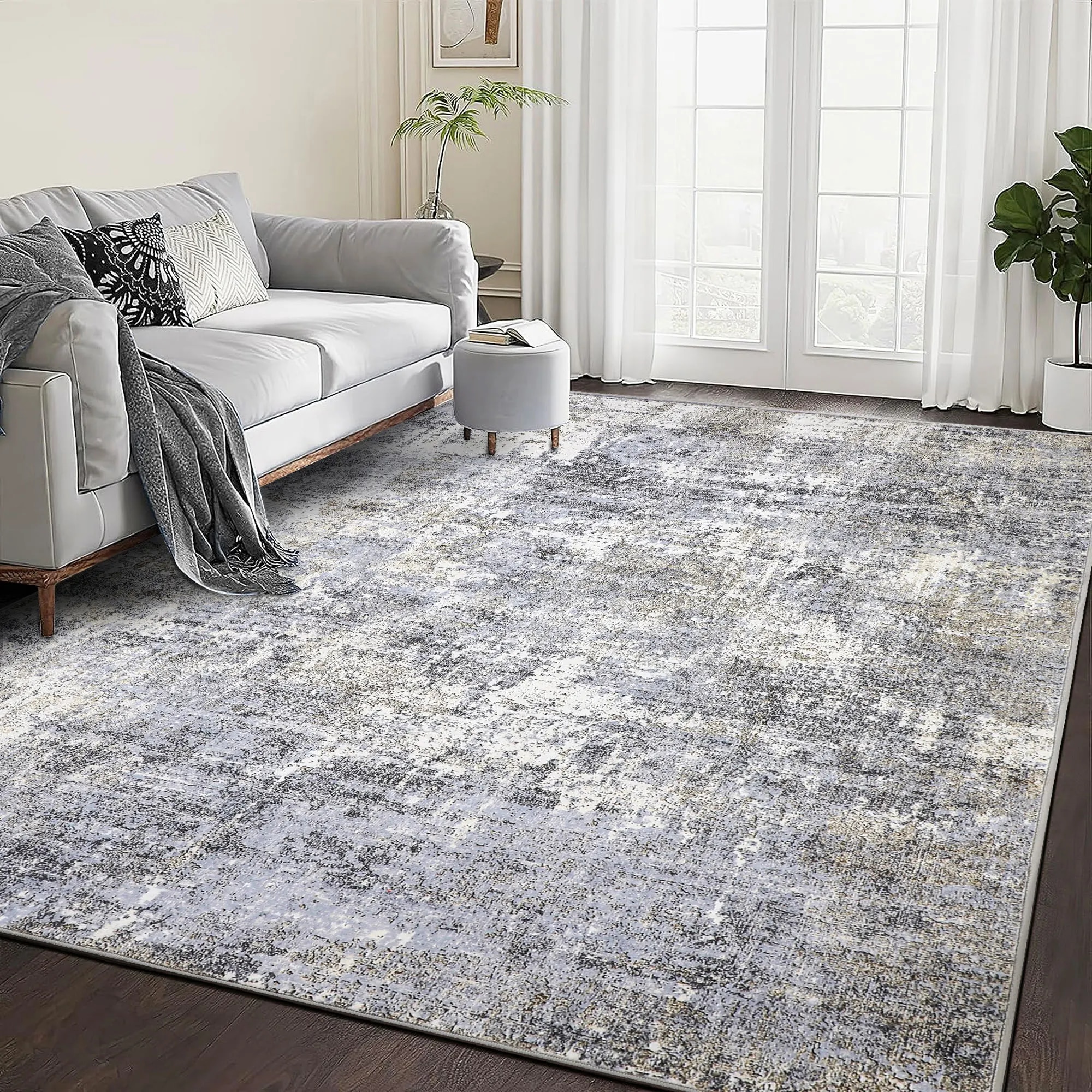 Large Contemporary Area Rugs For Living Room Blue & Black Dynamix ...