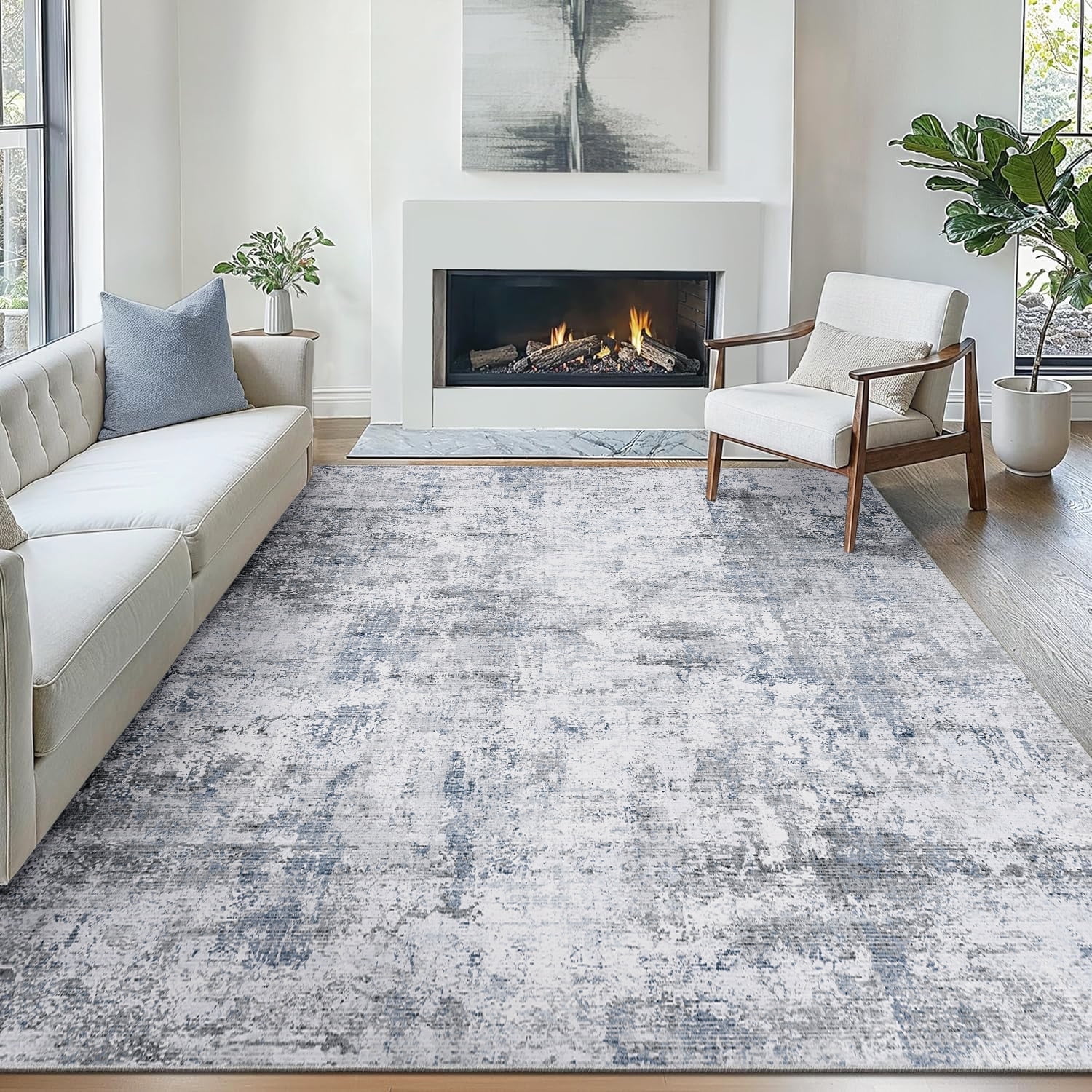 BERTHMEER 5'x7' Area Rugs Blue Gray for Living Room Bedroom Dining Room ...