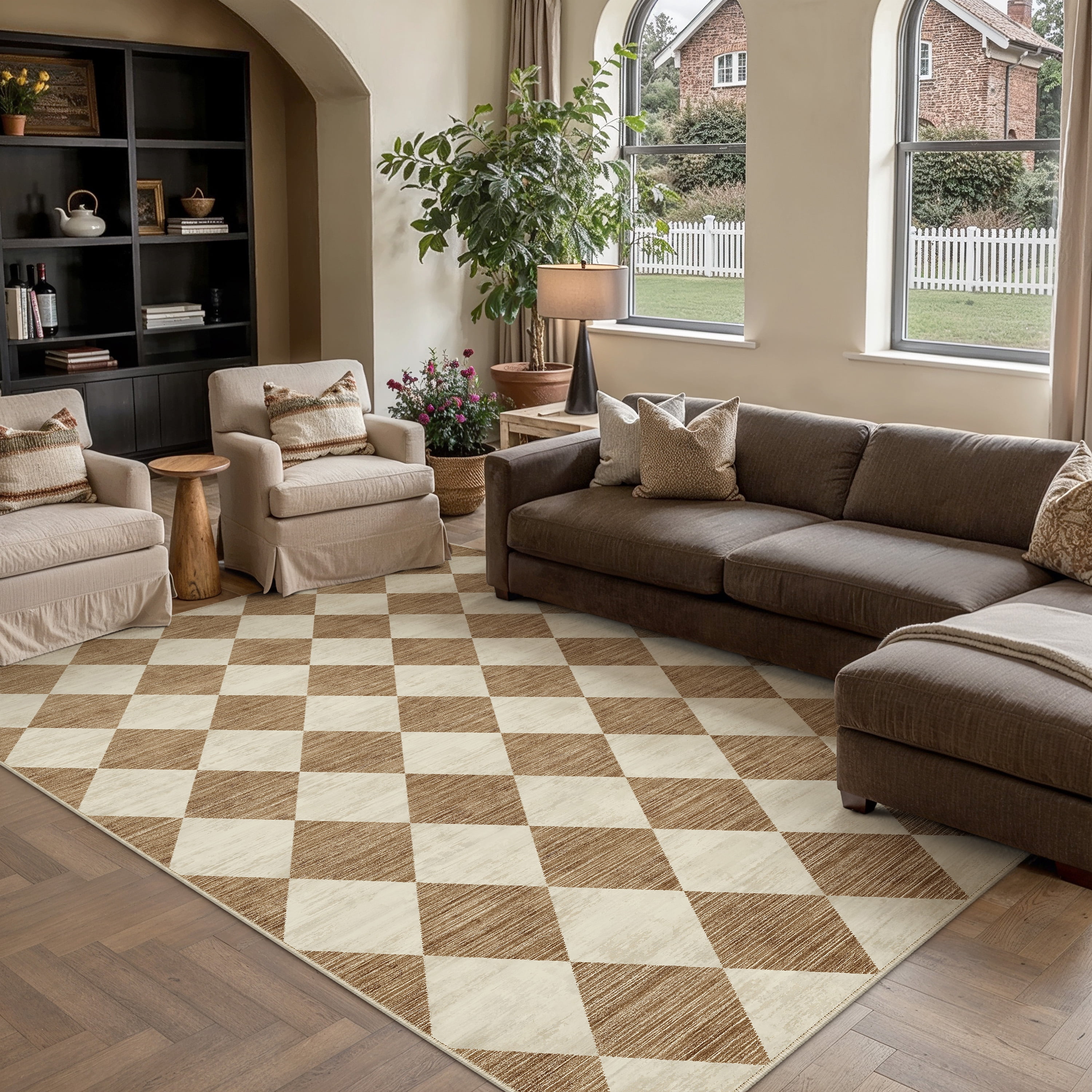BERTHMEER 5'x7' Area Rugs for Living Room Modern Rhombus Checkered Rugs ...